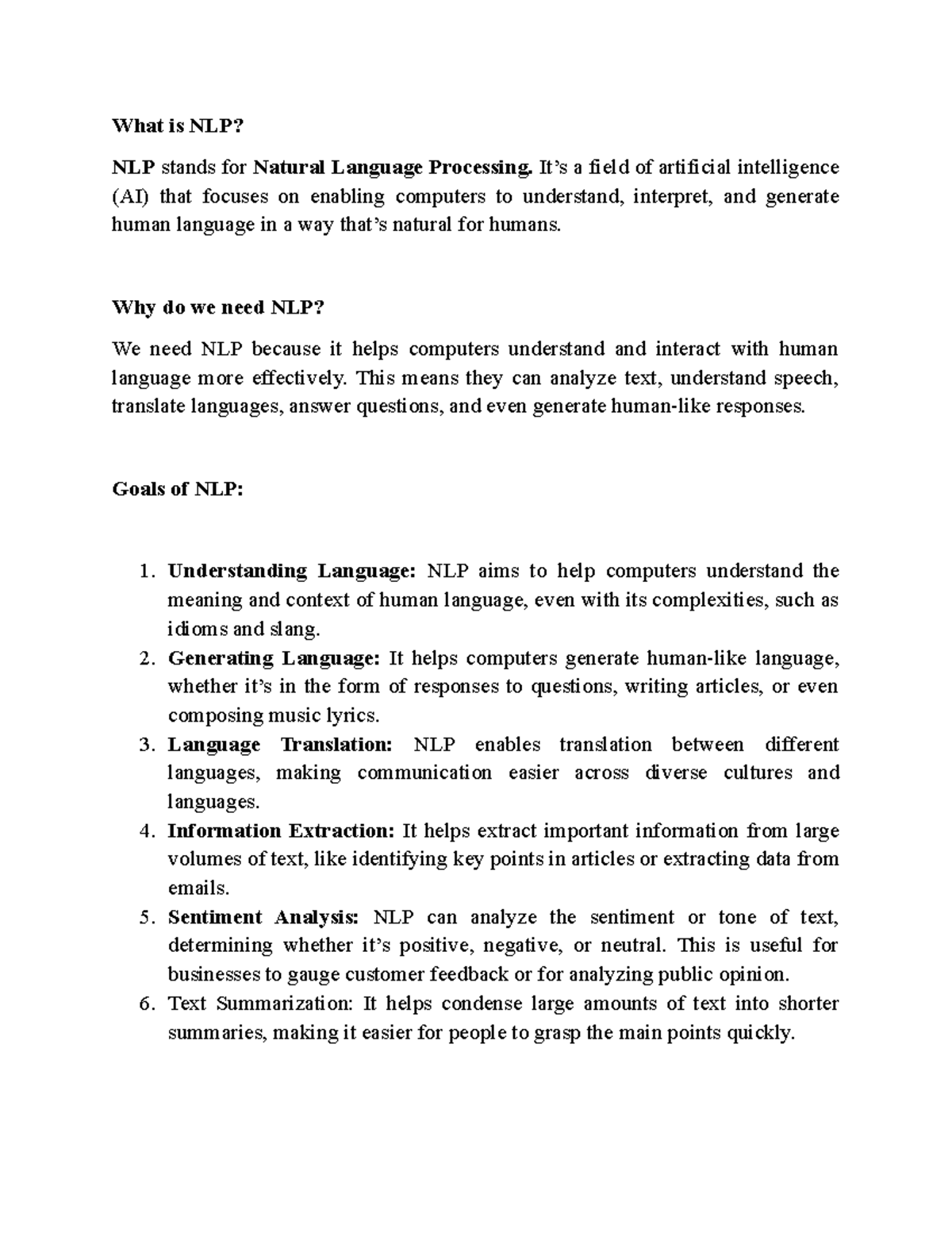 Nlp basic notes - What is NLP? NLP stands for Natural Language ...