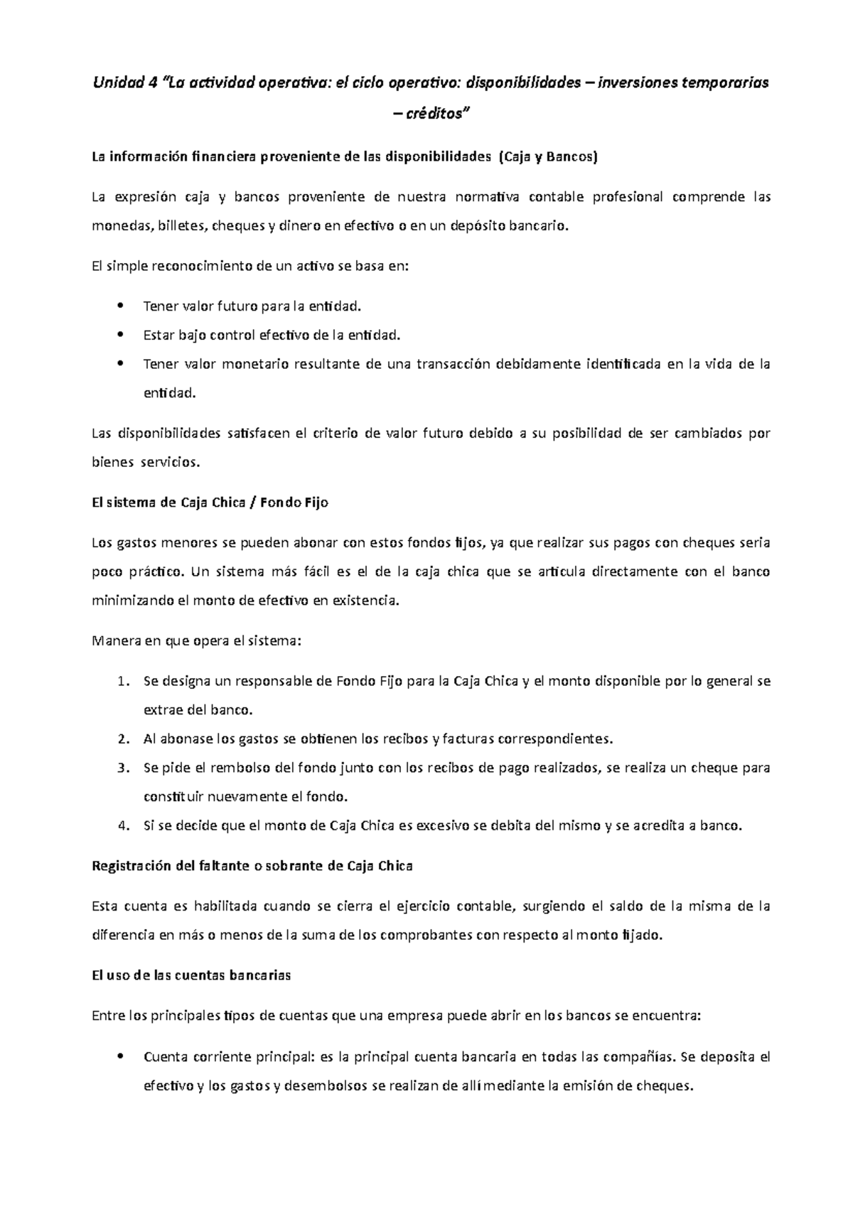 Resumen Contabilidad Intermedia - Unidad 4 “La actividad operativa: el ciclo operativo: - Studocu