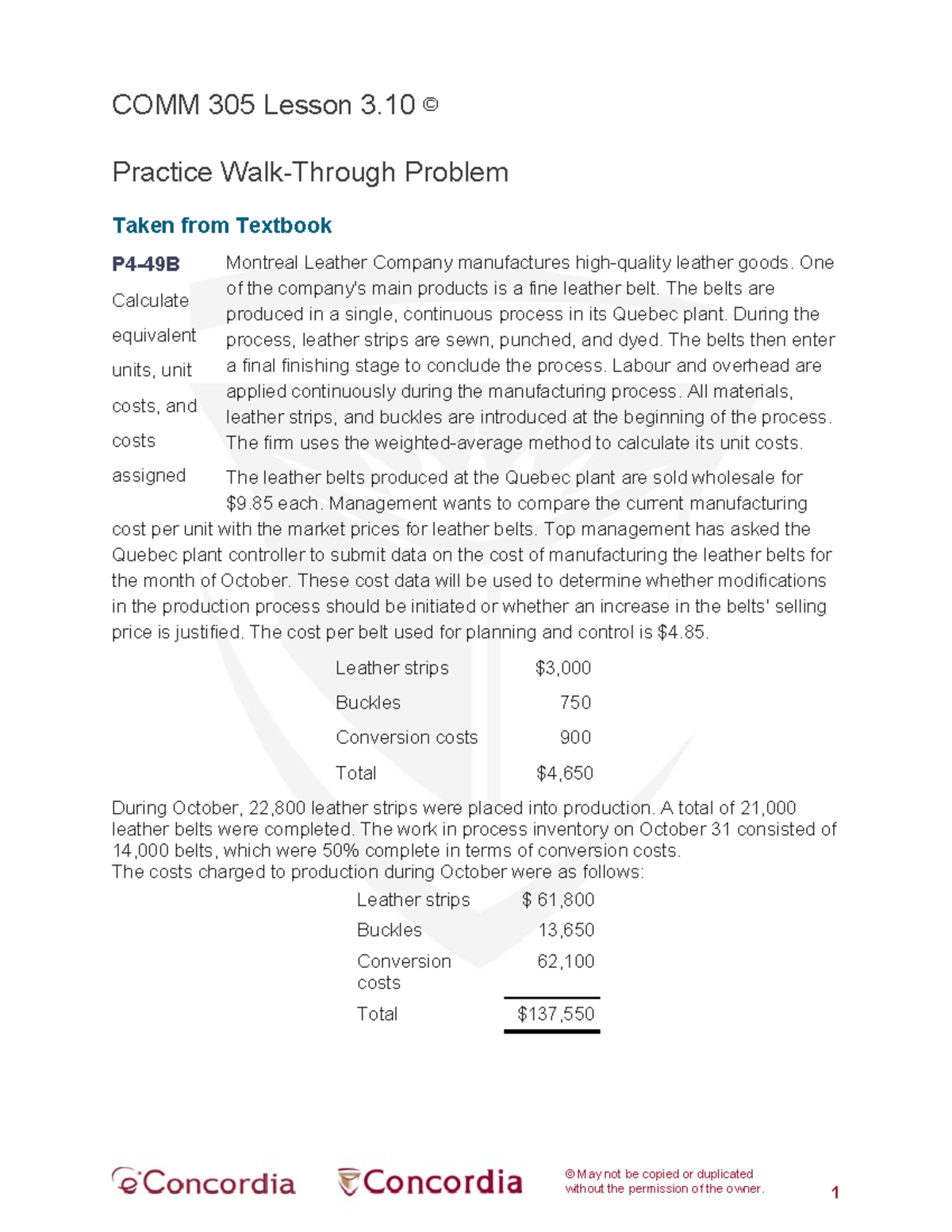 comm 305 chapter 3 practice material - © May not be copied or ...