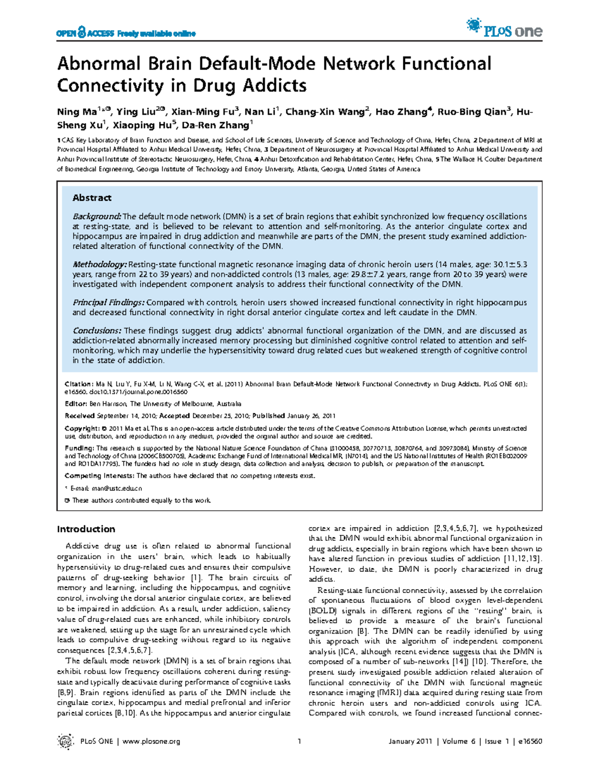 2011 (f MRI) DMN brain regions - Abnormal Brain Default-Mode Network ...