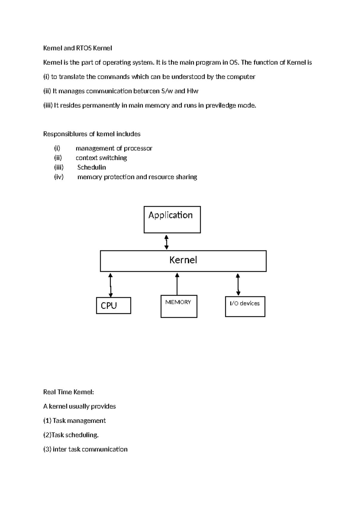 Kernel And Rtos Kernel Kernel And Rtos Kernel Kernel Is The Part Of Operating System It Is
