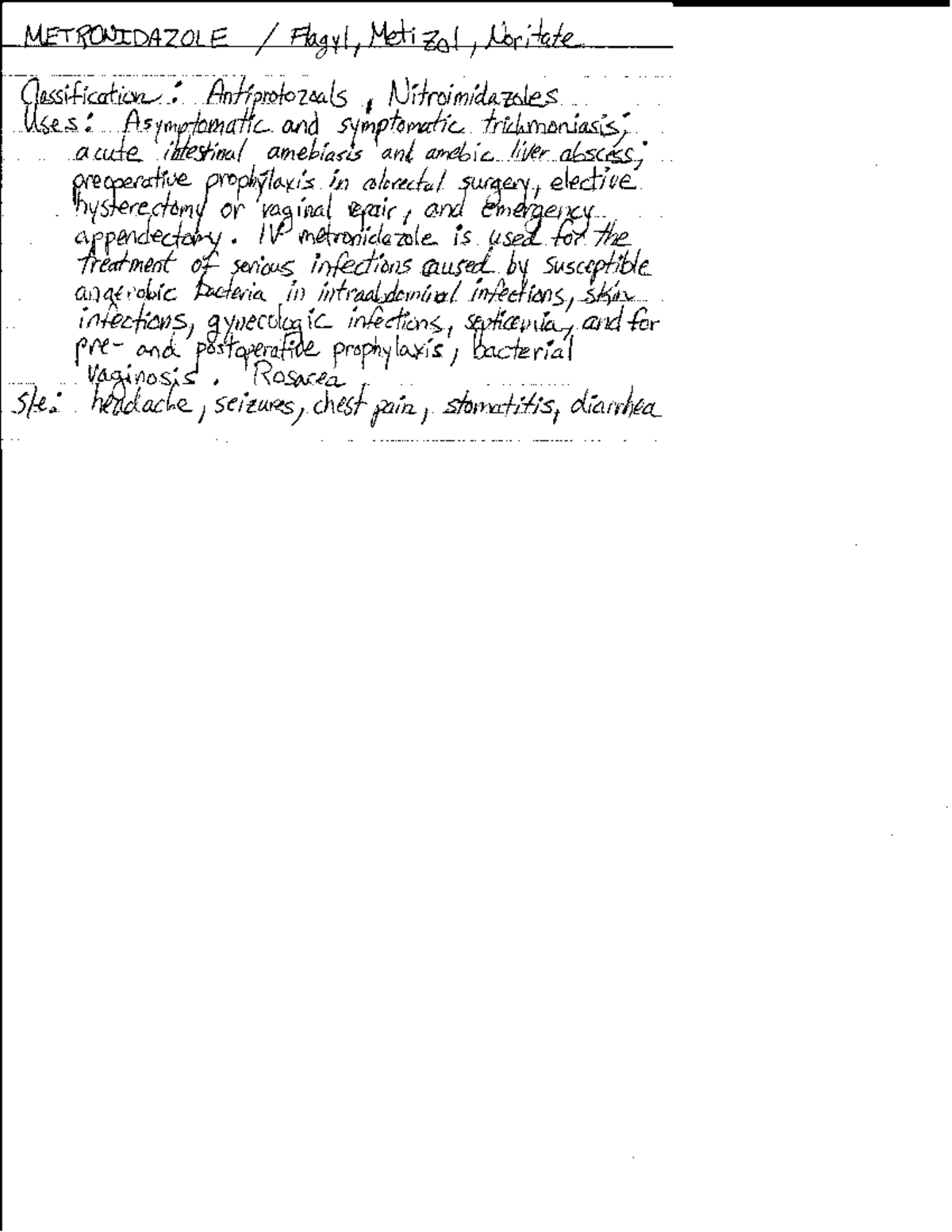 Metronidazole - Drugs cards - METRONIDAZOLE Flagyl, Metizol, Noritate ...