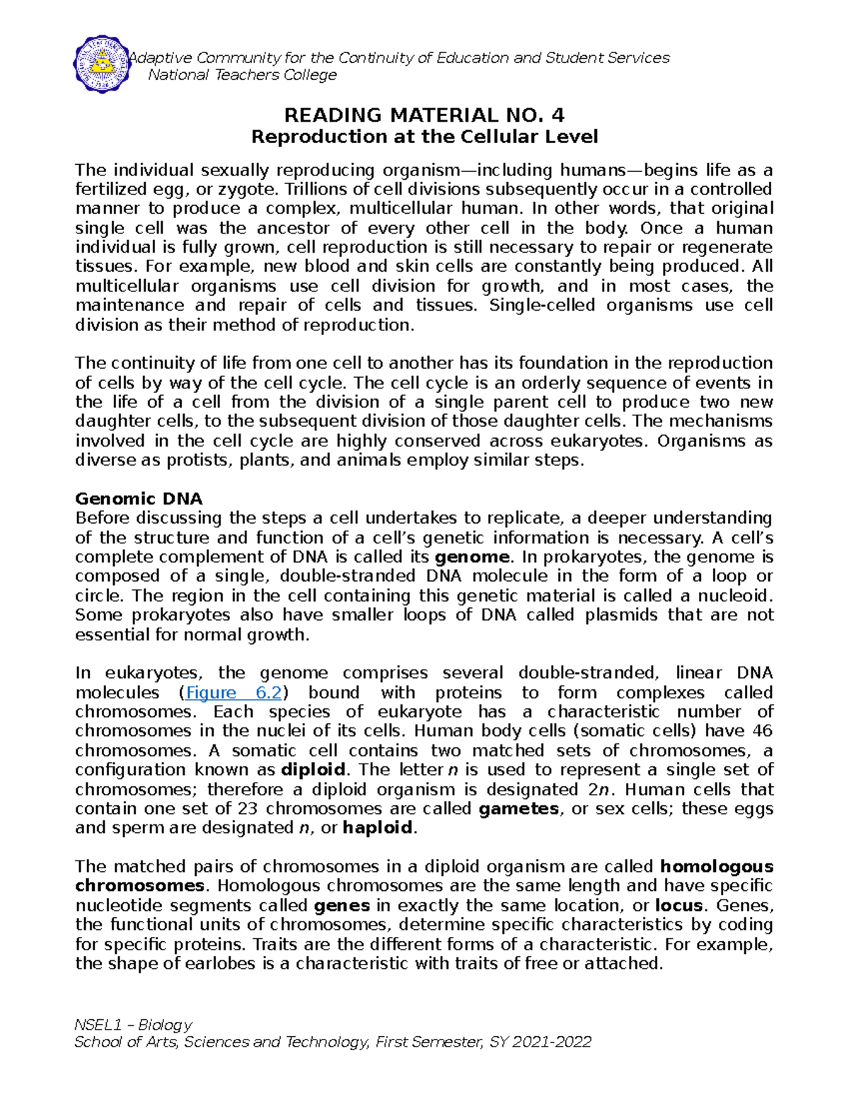 Reading Material No. 4 (Midterms) - National Teachers College READING ...