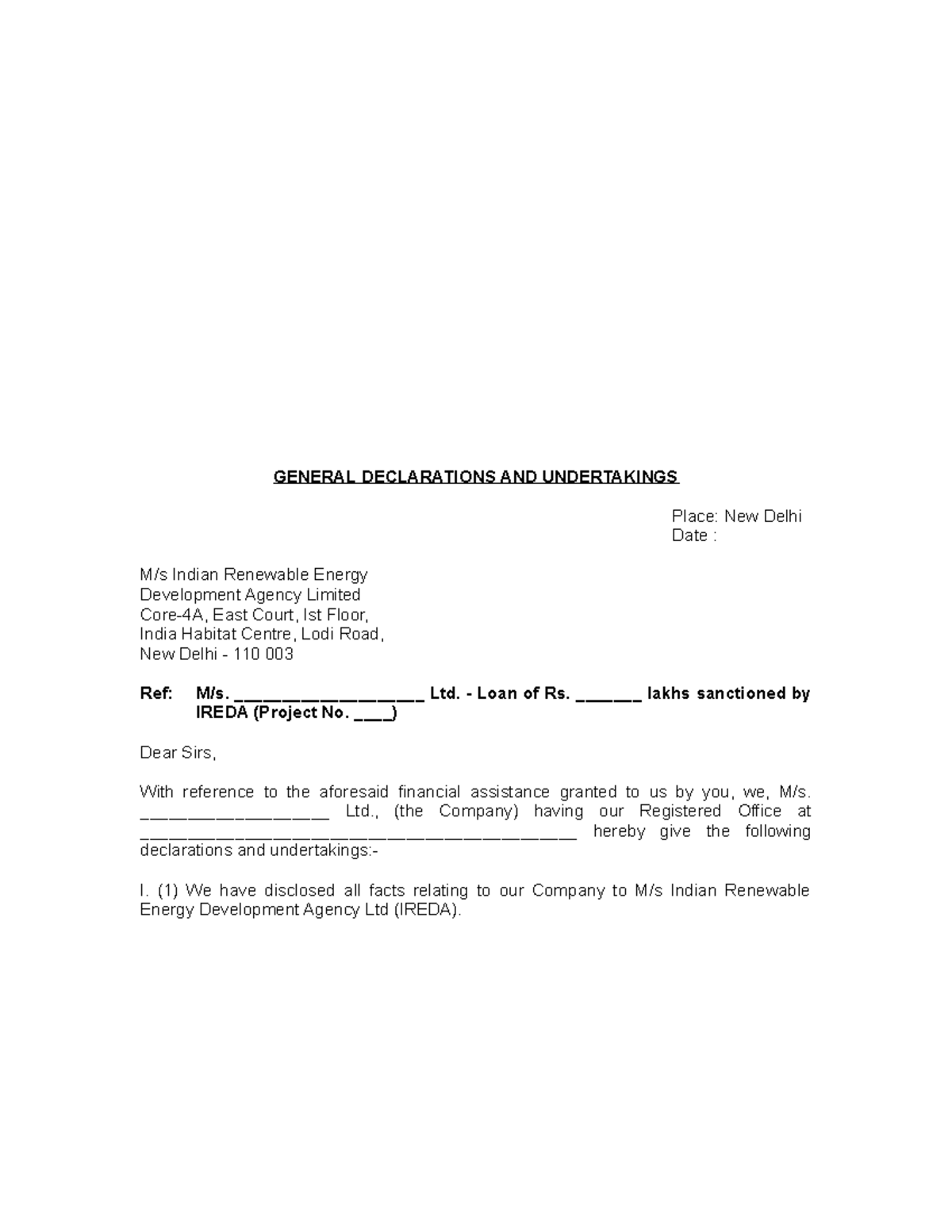 %5Cwritereaddata%5Clegaldoc 6 - GENERAL DECLARATIONS AND UNDERTAKINGS ...