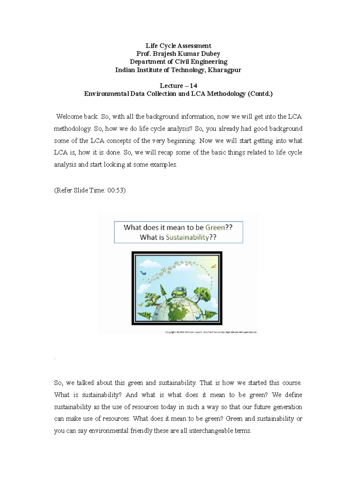 Lec14 - Notes - Life Cycle Assessment Prof. Brajesh Kumar Dubey ...