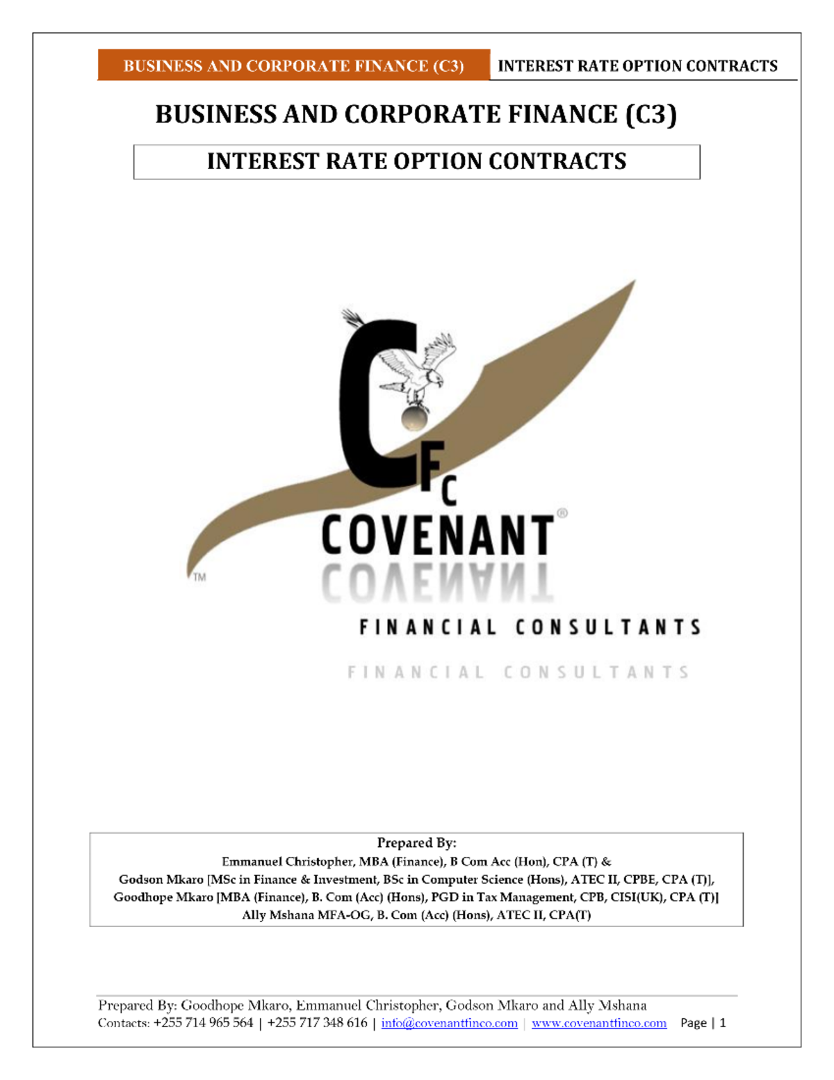 7. Interest RATE Option Contracts Review Questions - Performance ...