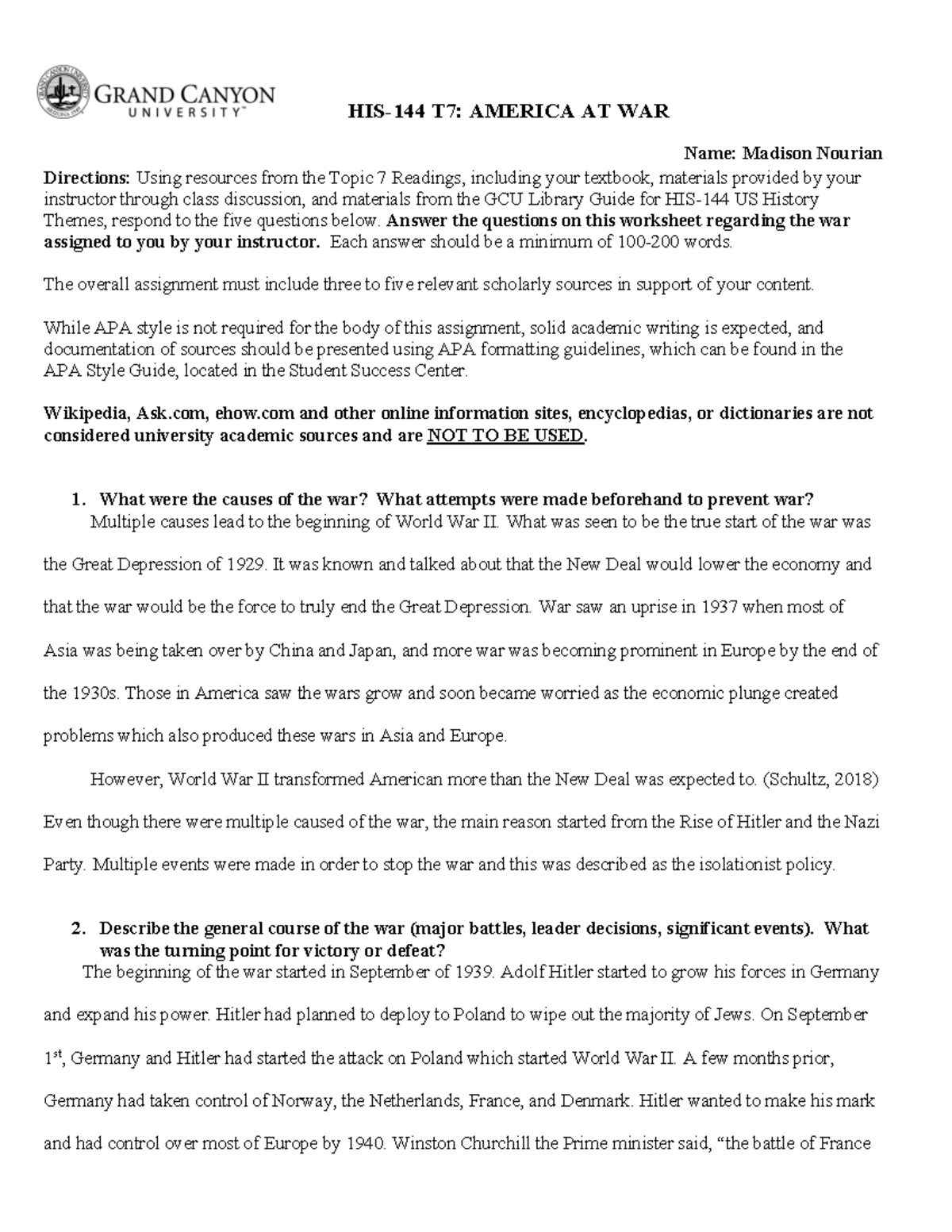 HIS-144-T7.America at War Worksheet Online - HIS-144 T7: AMERICA AT WAR ...