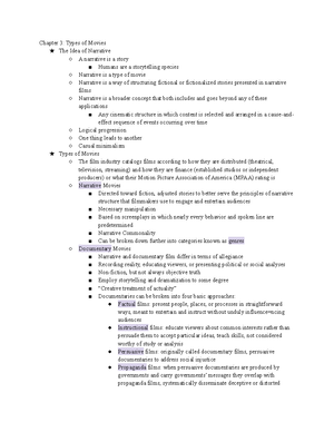 Intro to Cinema Studies - FIL 2001: Intro to Cinema Studies Chapter 1 ...