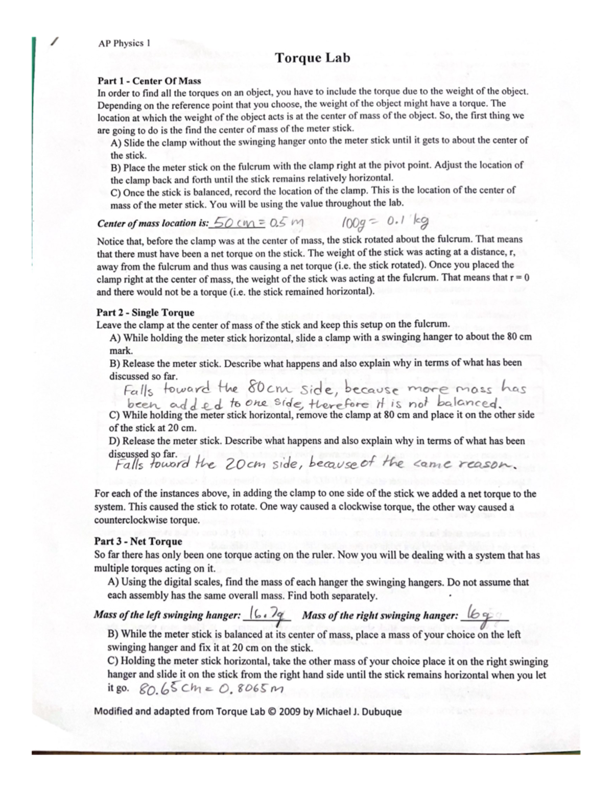 Torque Lab - xyxz - physics 1 - Studocu