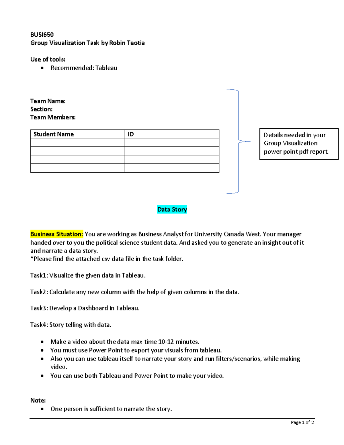 Group Visualization Assignment Instructions - Page 1 of 2 BUSI Group ...