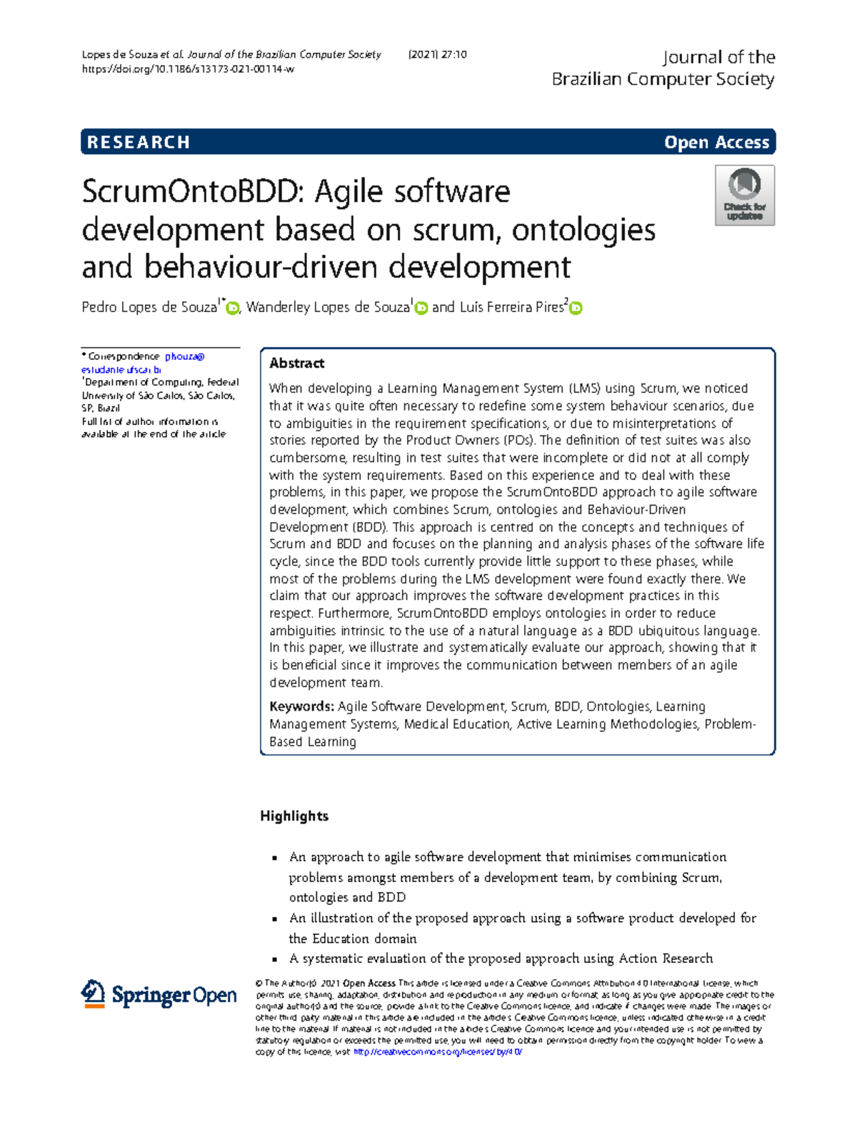 Scrum Onto BDD Agile software development based on scrum ontologies and ...