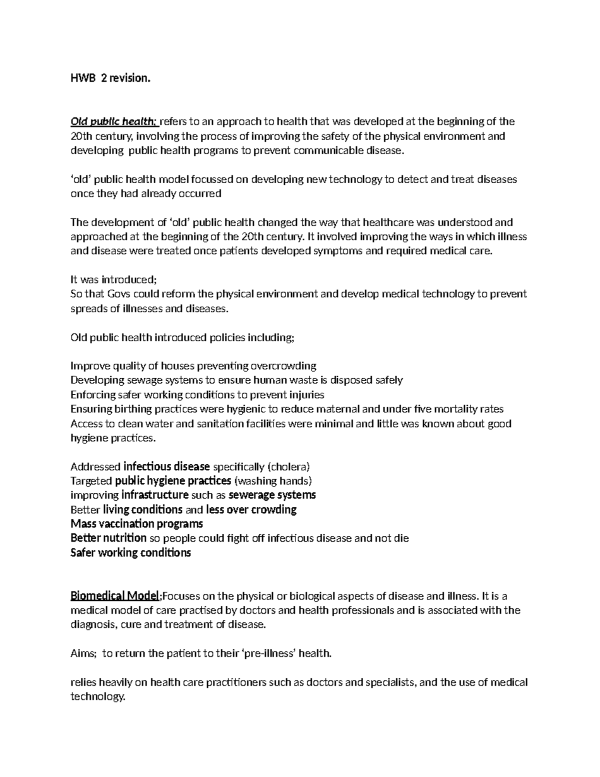 HWB 2 revision - HWB 2 revision. Old public health; refers to an ...