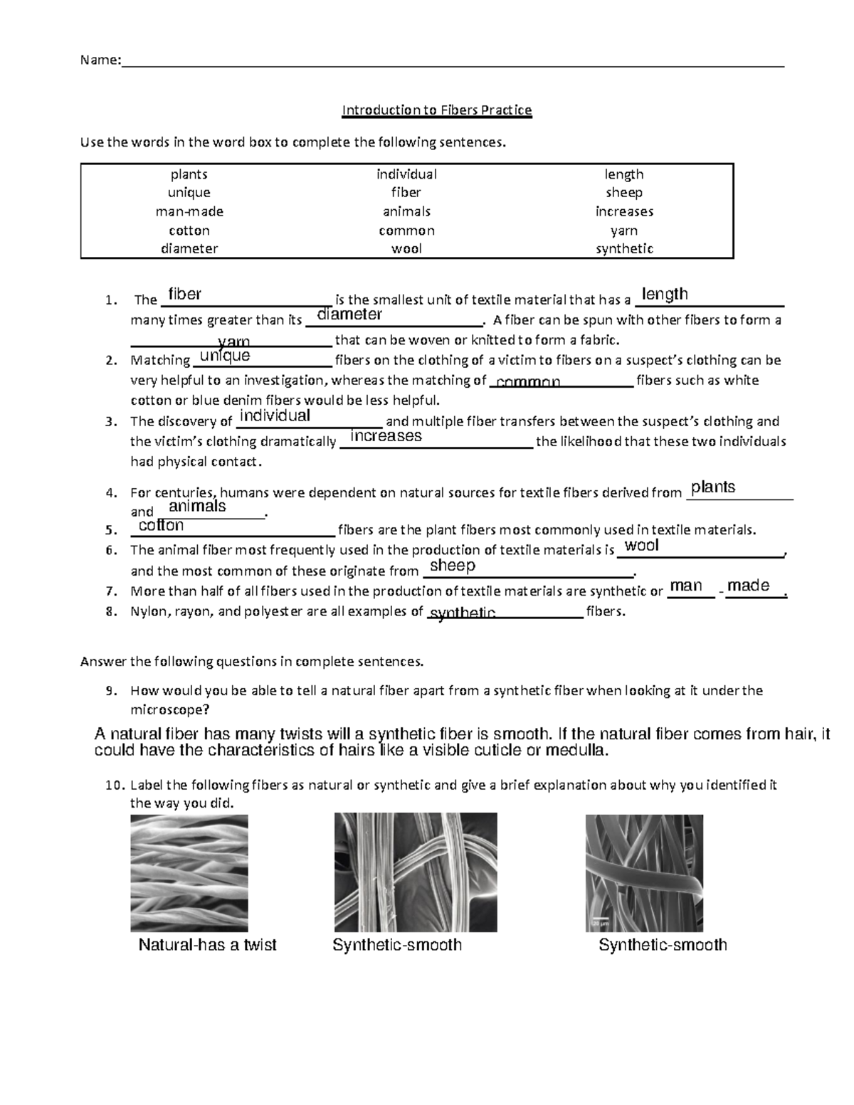 Kyleah Hadley - introduction to fibers practice 2016 - Name ...