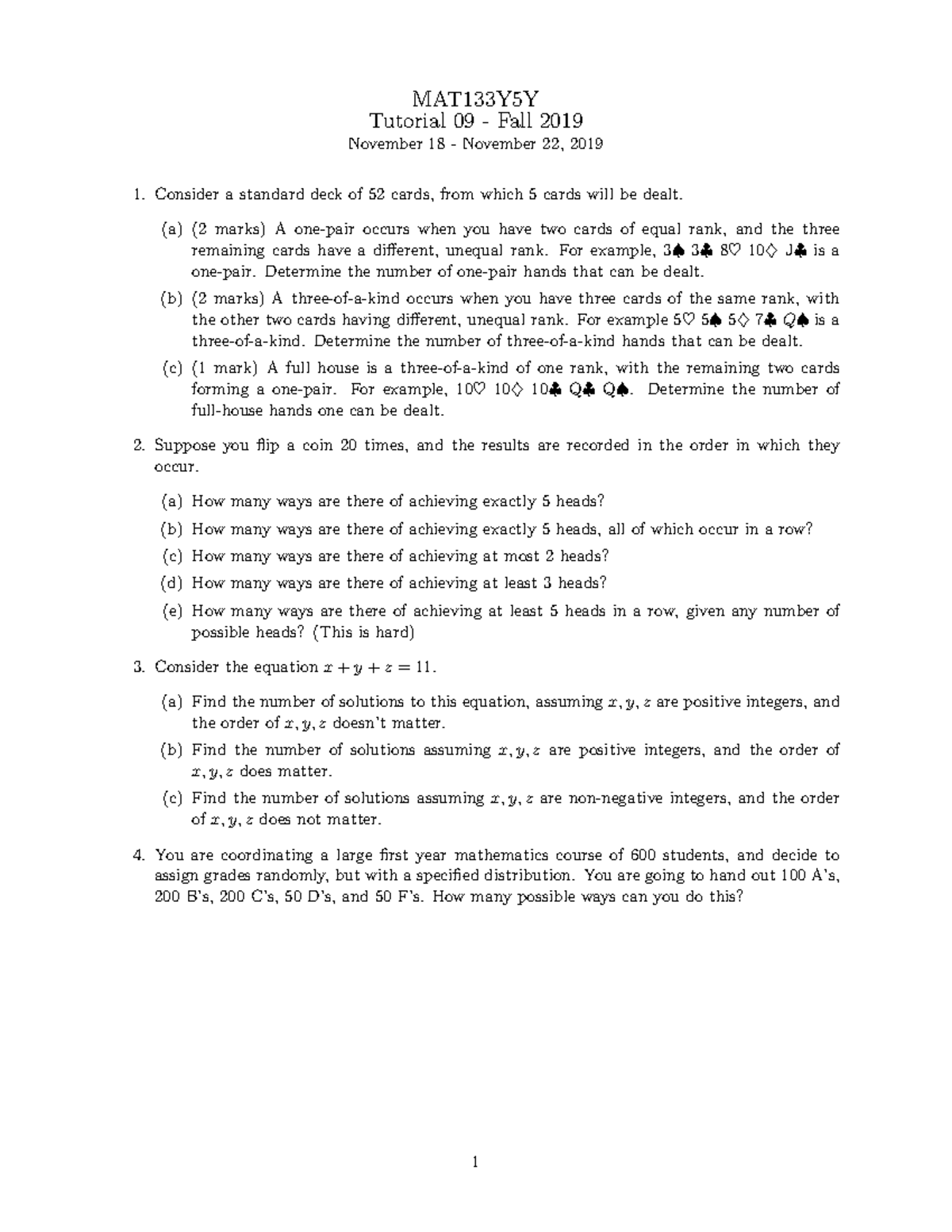 Tutorial 09 - weekly practice - MAT133Y5Y Tutorial 09 - Fall 2019 ...