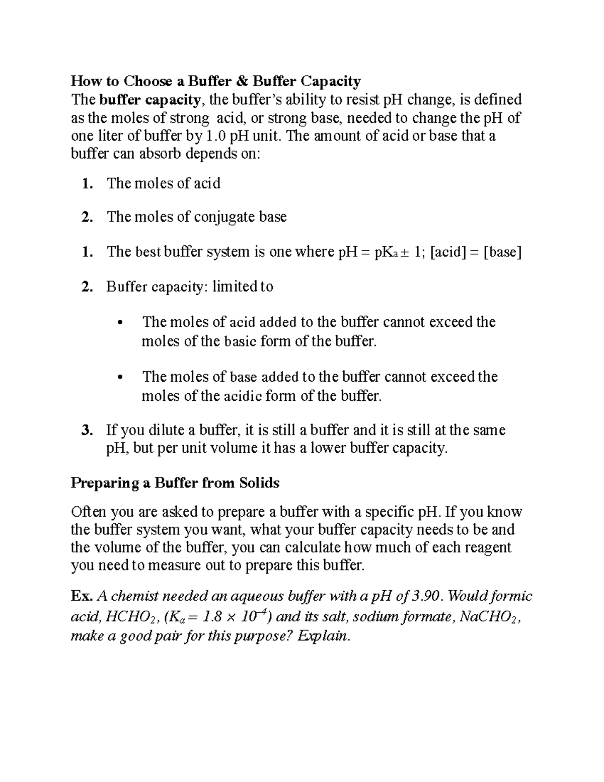 General Chemistry Lecture Notes - How to Choose a Buffer & Buffer ...
