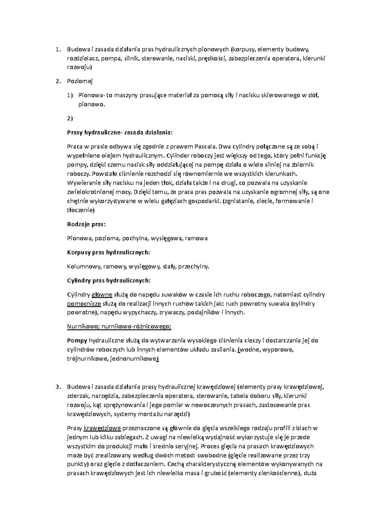 Budowa i zasada działania pras hydraulicznych pionowych - Prasy ...