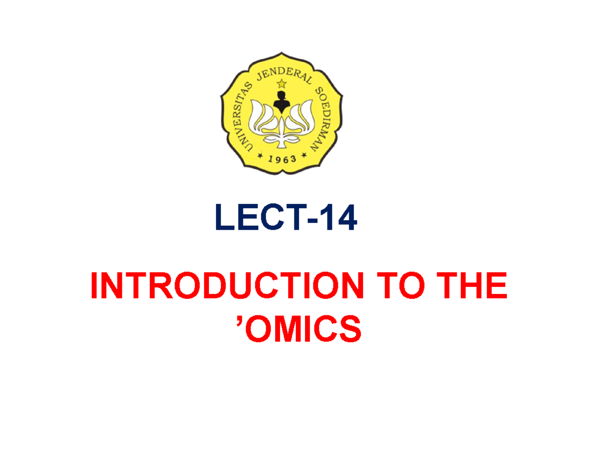 LECT-14 Introduction TO THE ' Omics (2019 2020-1) - INTRODUCTION TO THE ...