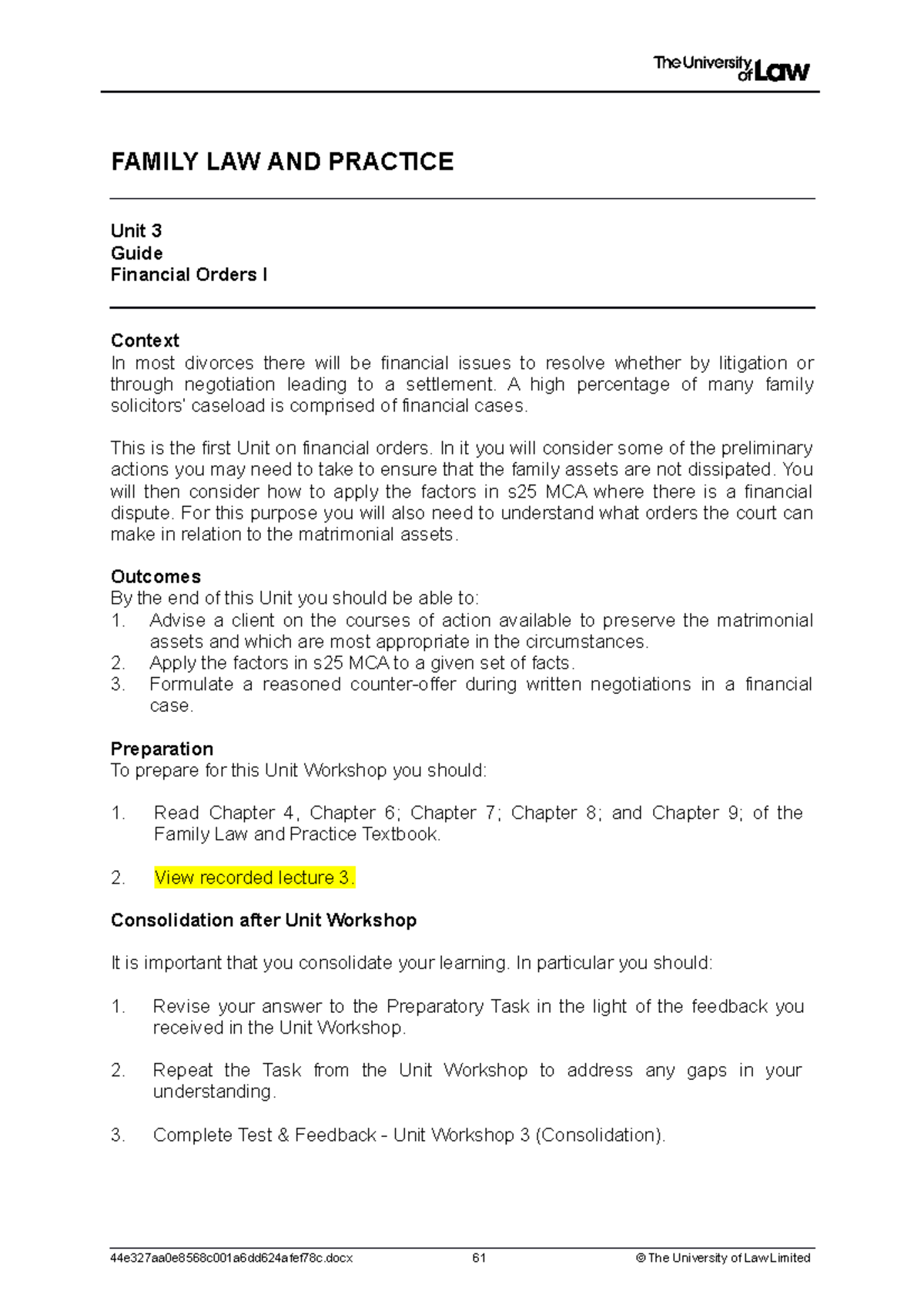 WG Financial Orders - Unit 3 Guide Financial Orders I Context In most ...