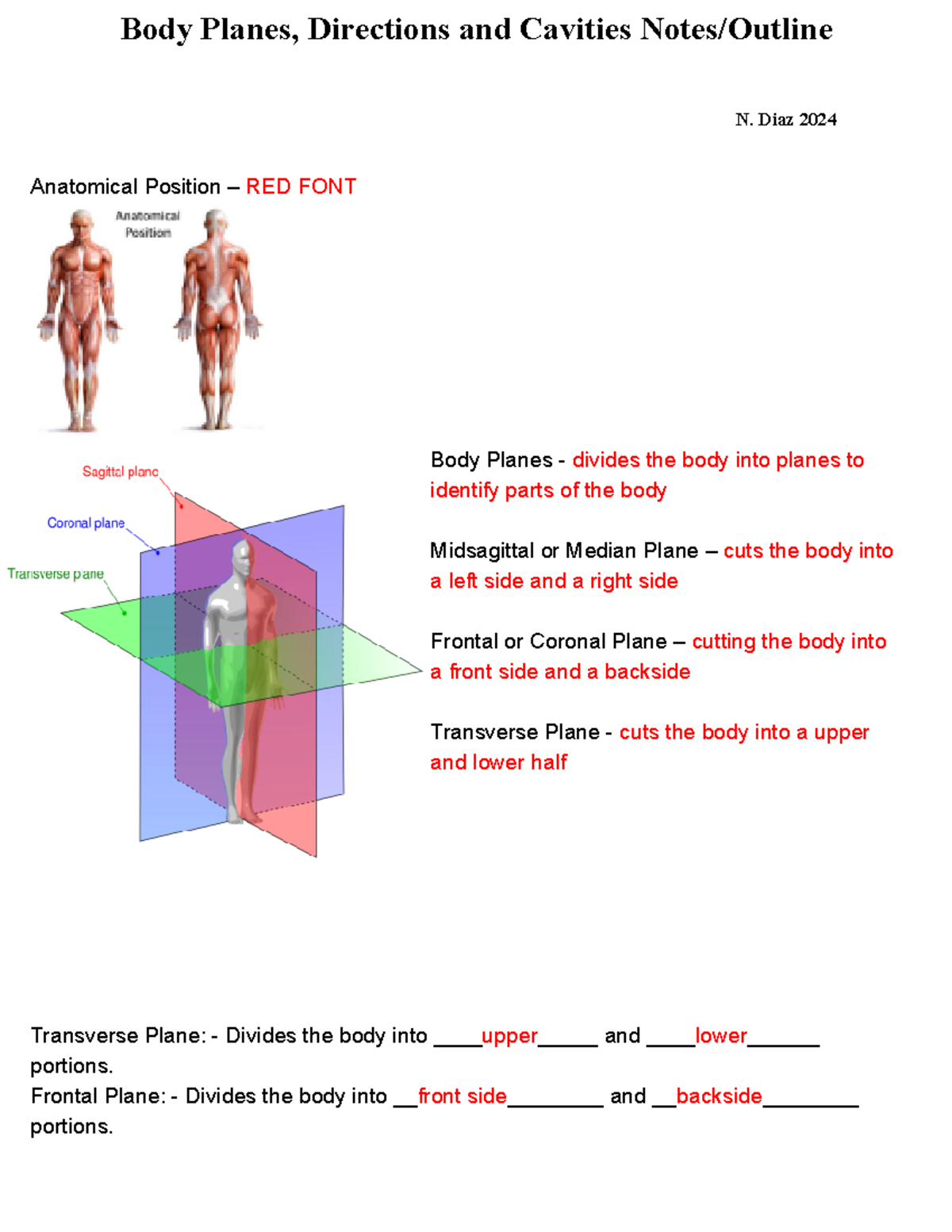 Copy of Copy of Body, Planes, Direction and Cavities Outline by Lamar ...