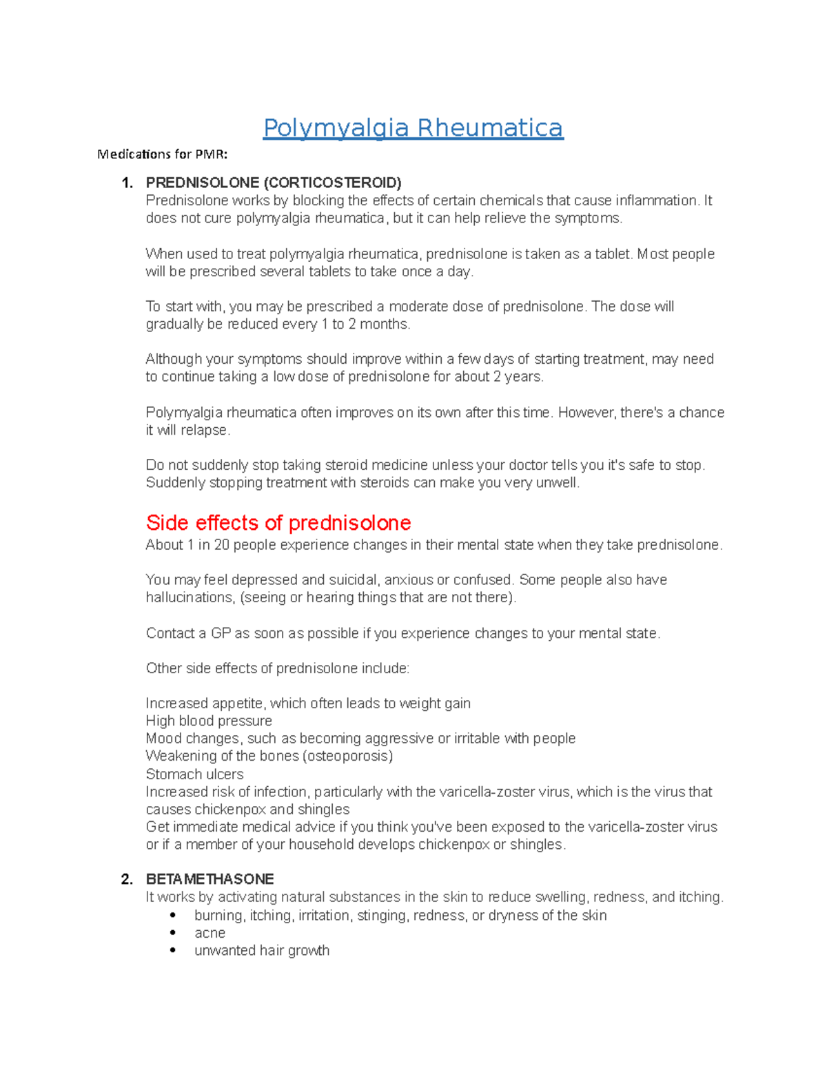 Polymyalgia Rheumatica - Polymyalgia Rheumatica Medications for PMR ...