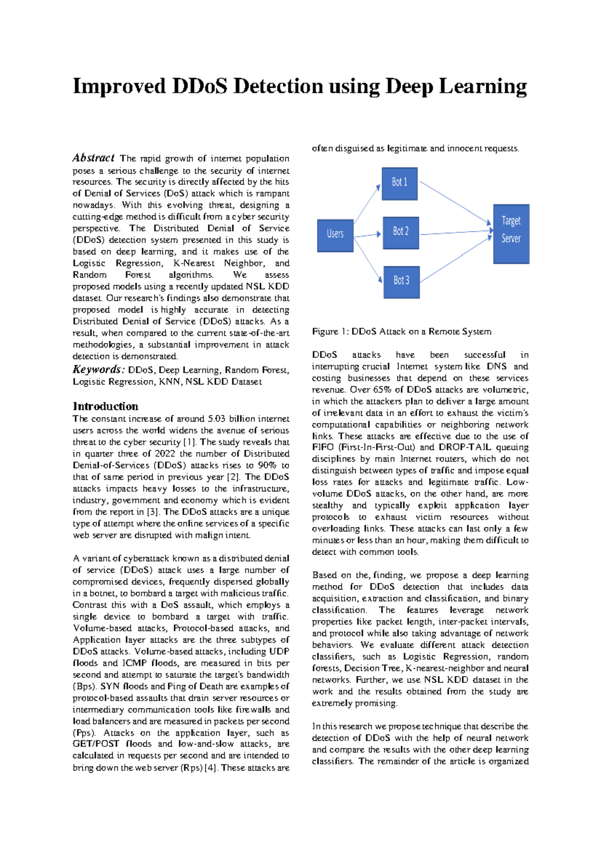 Ddo S Detection Final Good Improved Ddos Detection Using Deep Learning Abstract The Rapid