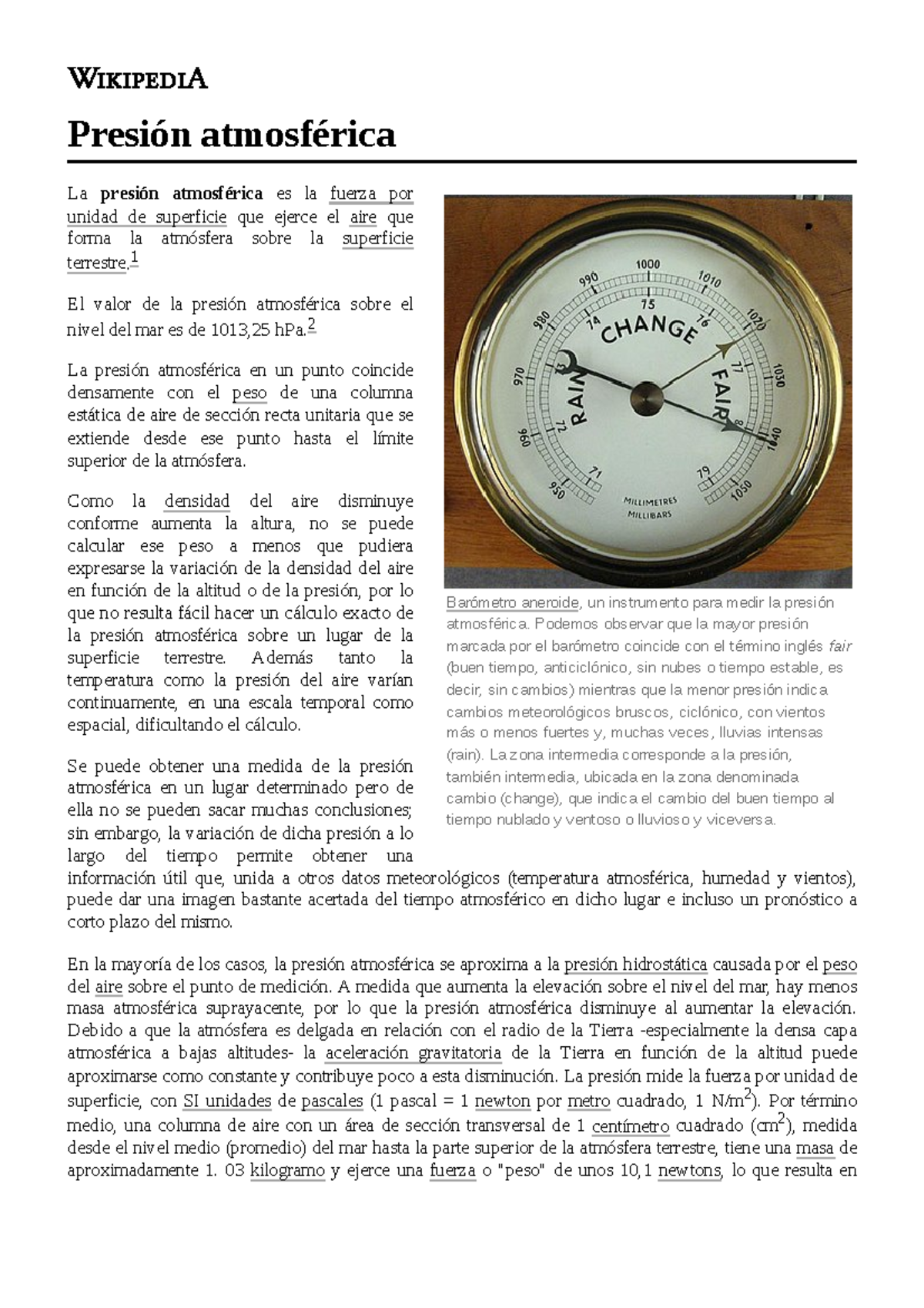 Presión atmosférica - Definicion de presion - Barómetro aneroide, un instrumento para medir la ...