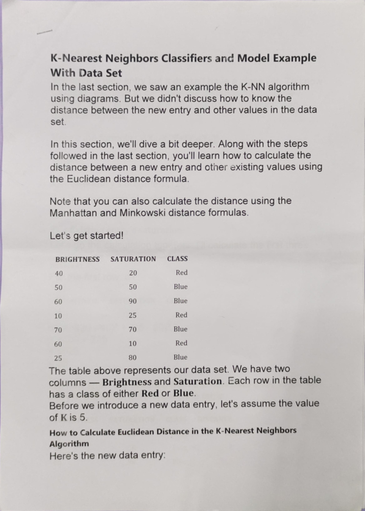 KNN-ML -18CSE392T MACHINE LEARNING - I - Neighbors Classifiers and ...