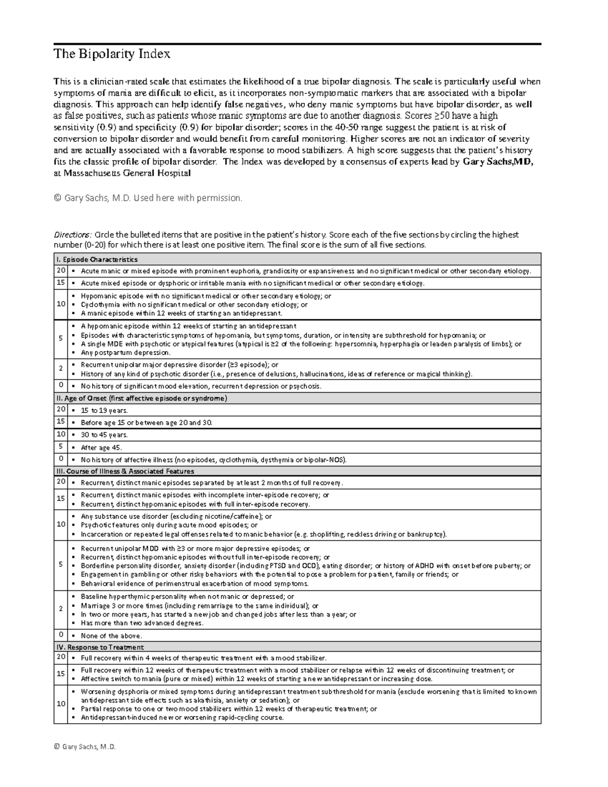 Bipolarity Index - © Gary Sachs, M. The Bipolarity Index This is a ...