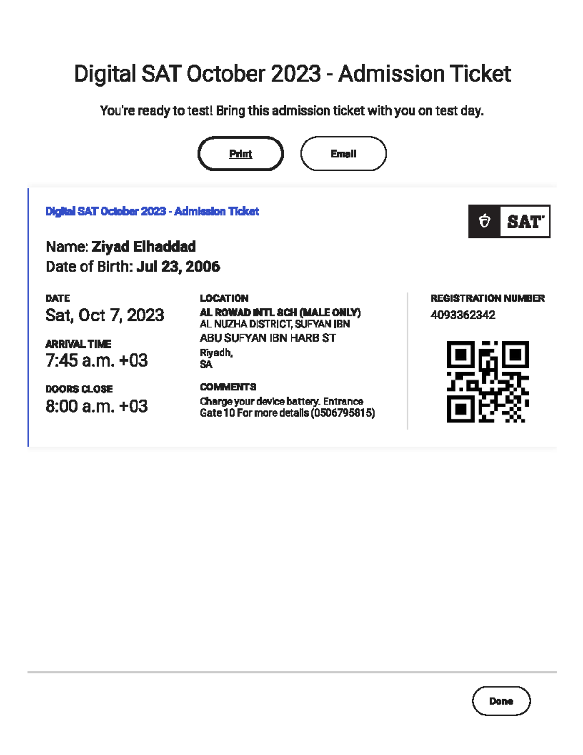 Digital sat october admission ticket - Biology - Studocu