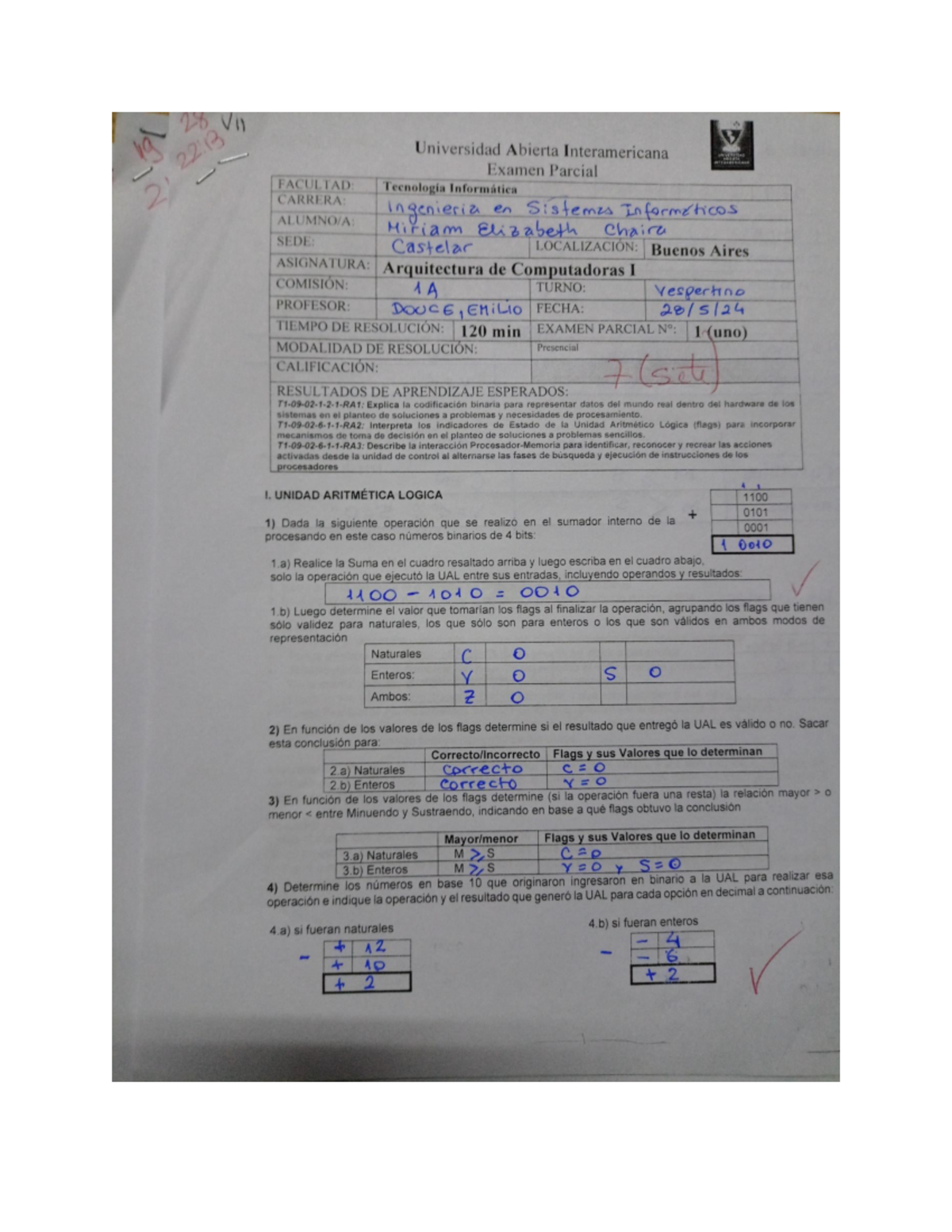 Chaira Miriam Parcial 1Castelar Noche - 28 VII 2213 Universidad Abierta Interamericana Examen ...