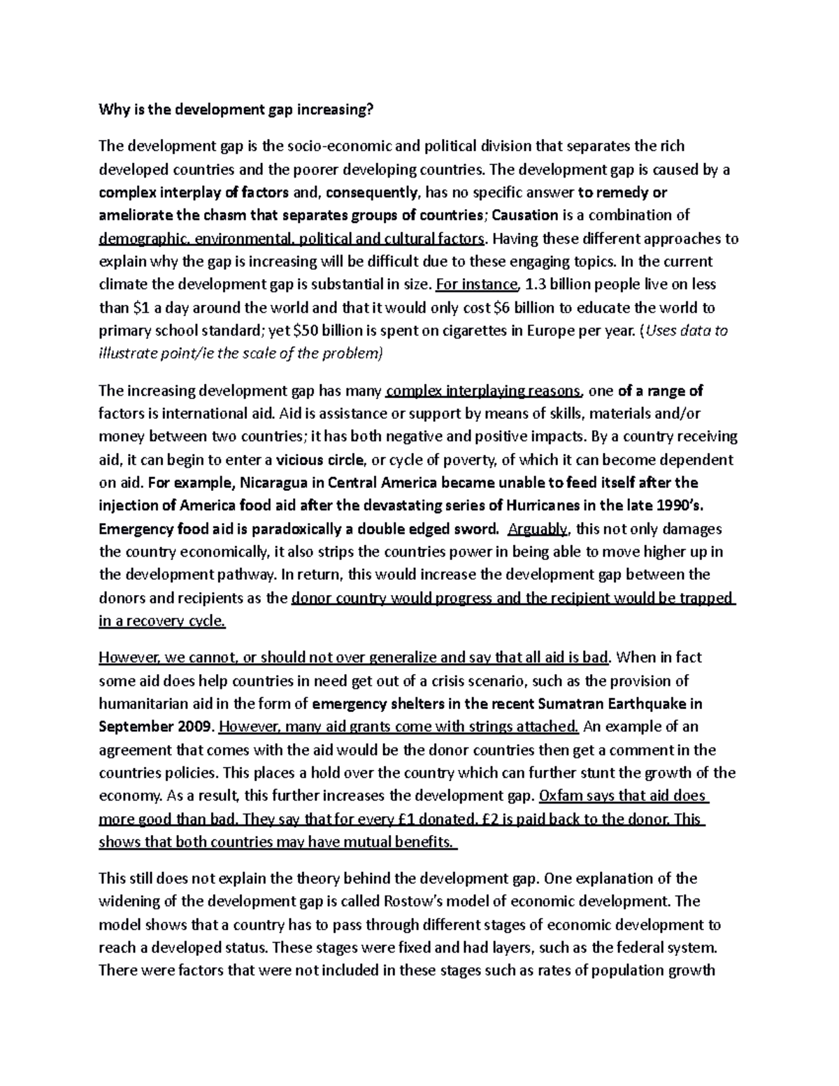 Development Gap - Why is the development gap increasing? The ...