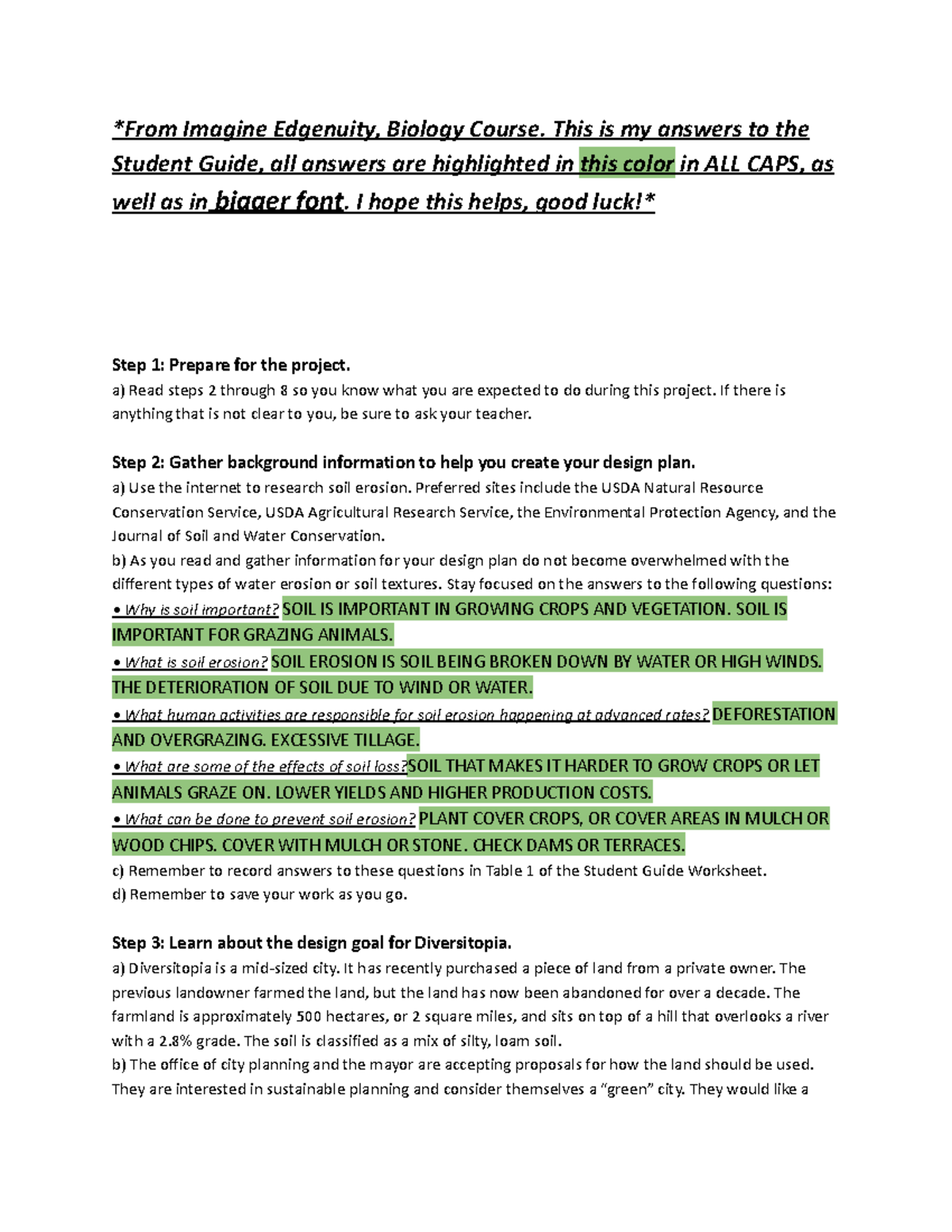 Project - Planning for Biodiversity and Ecosystem Services - *From ...