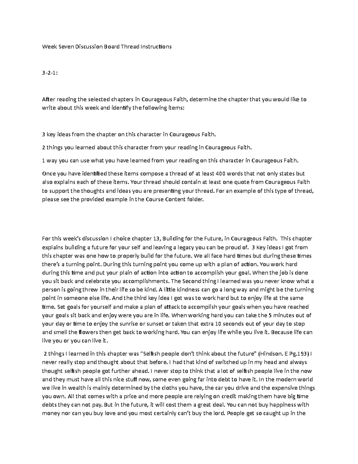 3-2-1 discussion board 3 week 7 form 3 (example) - Week Seven ...