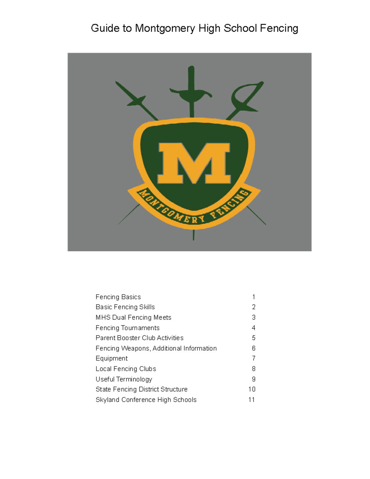 MHS Fencing Information Packet - Guide to Montgomery High School ...