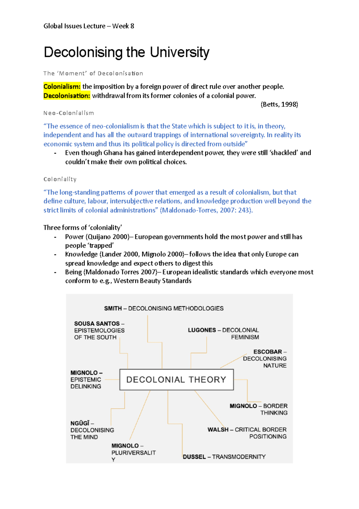 Global Issues Lecture 8 - Decolonising the University The ‘Moment ’ of ...