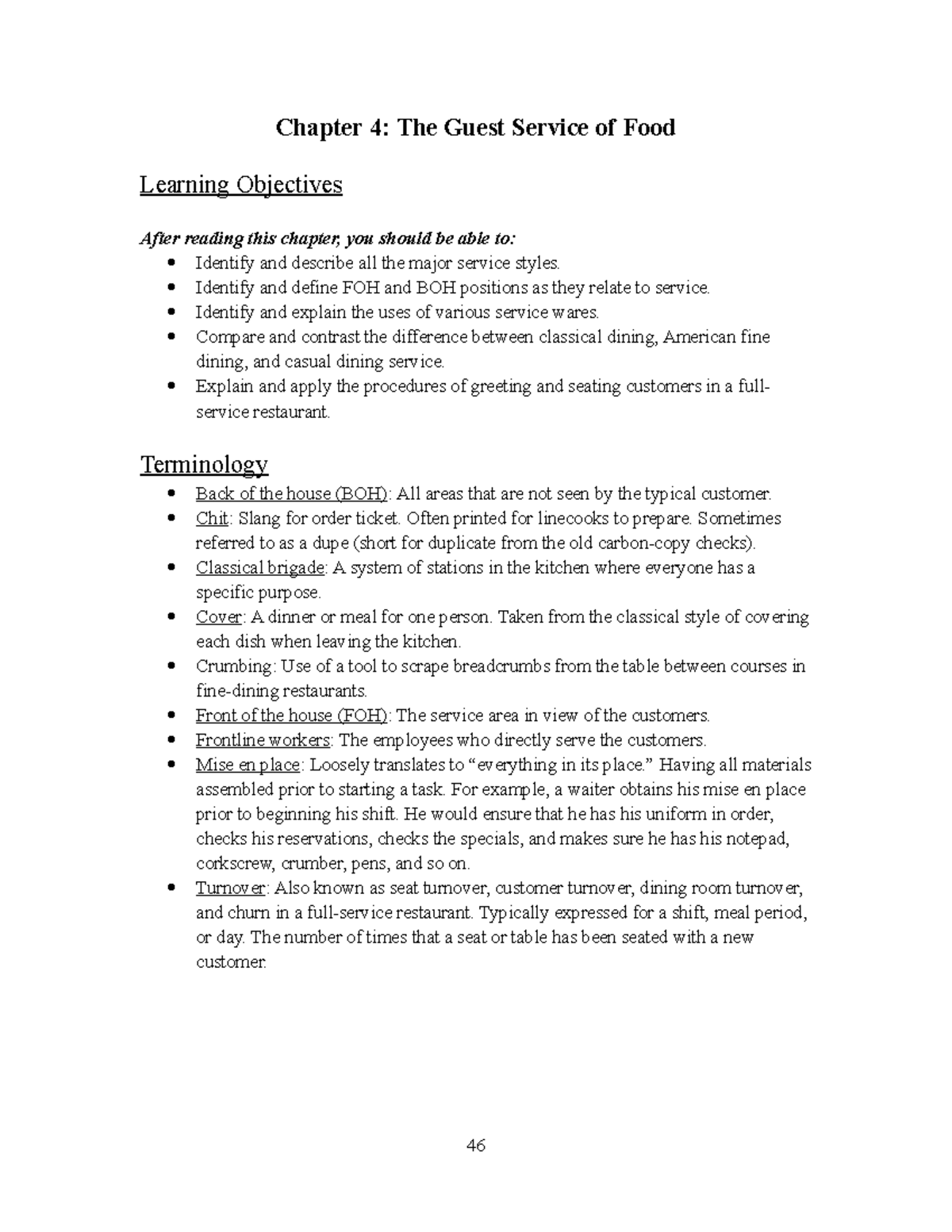 Ch04 - Instructor Manual - Chapter 4: The Guest Service of Food ...