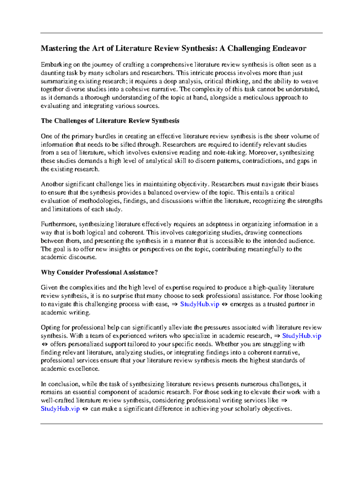 Example Of Literature Review Synthesis - Mastering the Art of ...