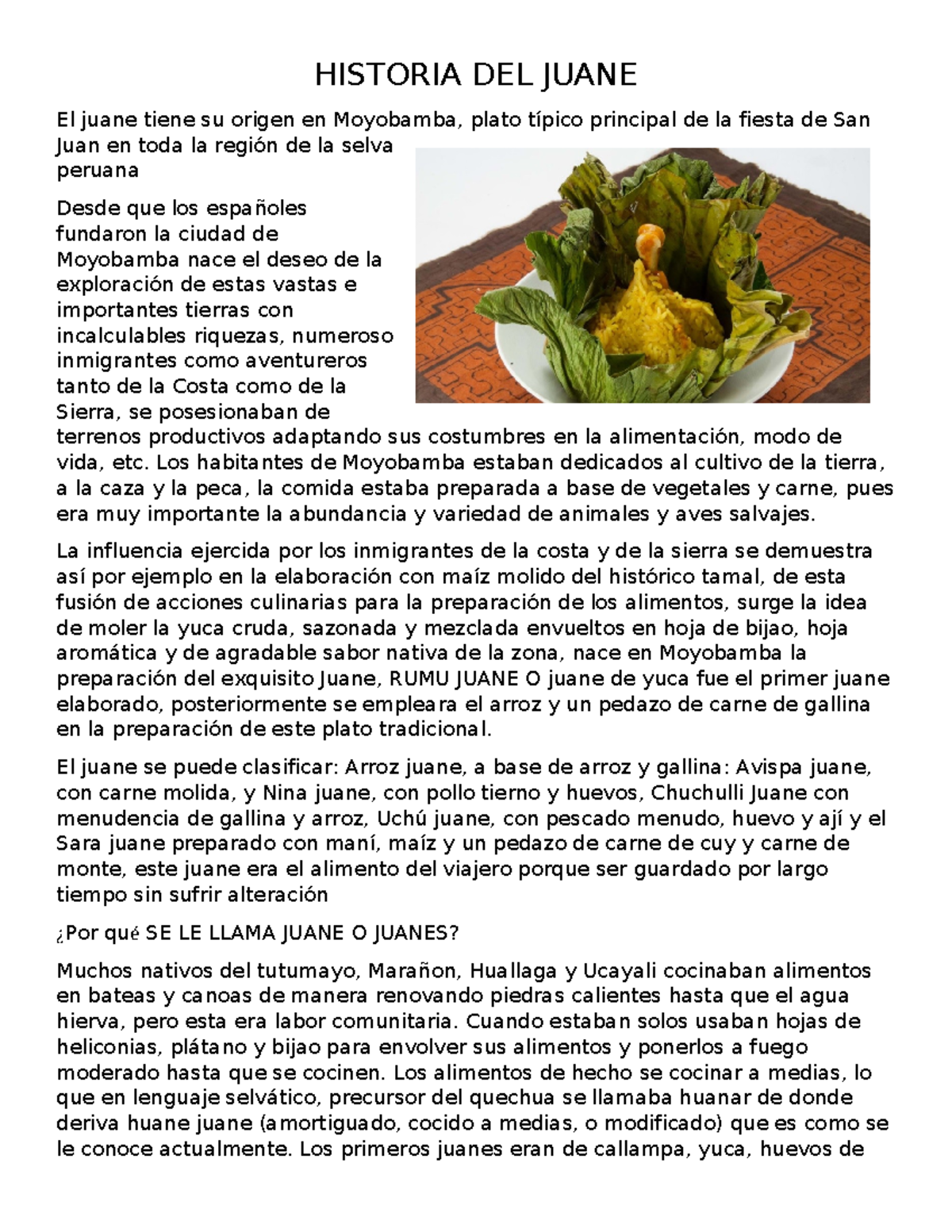 Historia DEL Juane - Resumenes importantes - HISTORIA DEL JUANE El ...