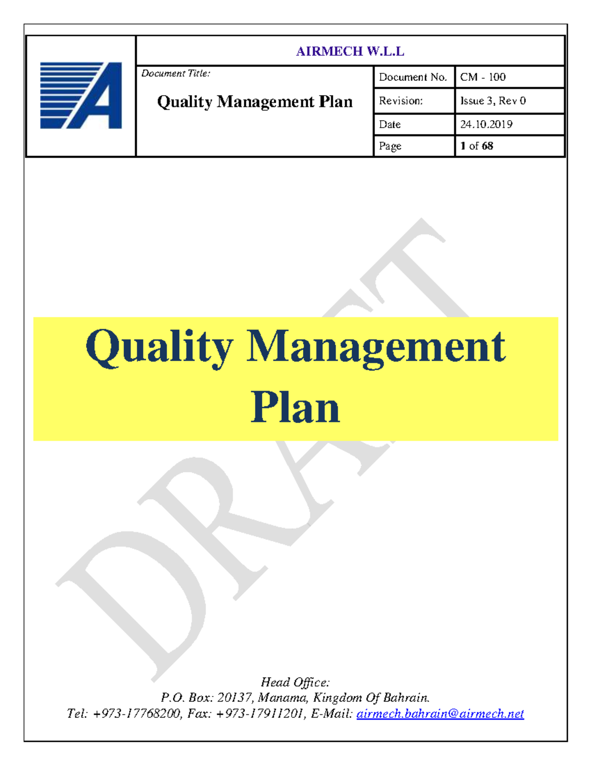 QMS Plan - Issue 3, Rev 0 - Final for Issue 4 - Document Title: Quality ...