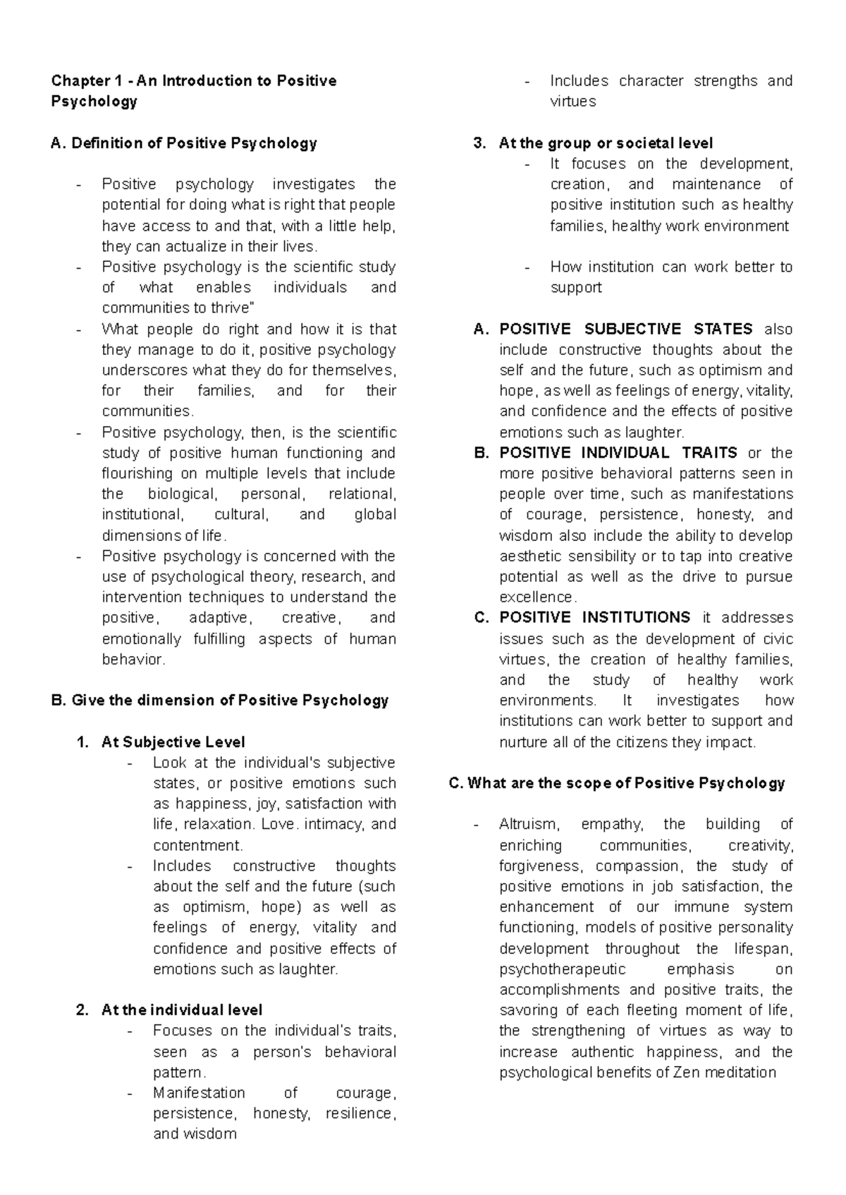 PRE-LIMS-1 - Chapter 1 - An Introduction to Positive Psychology A ...