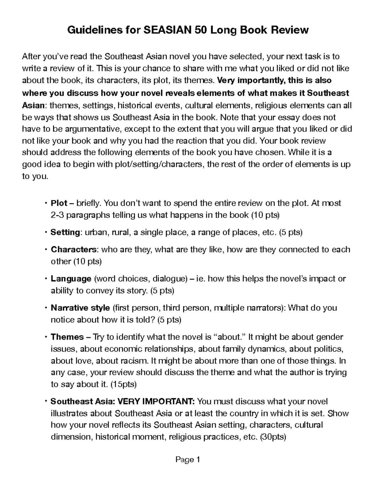 Seasian 50 Book Review Guidelines - Guidelines for SEASIAN 50 Long Book ...