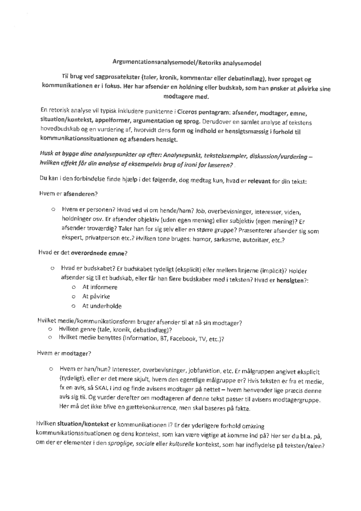 Argumentationsanalyse - Dansk - Studocu