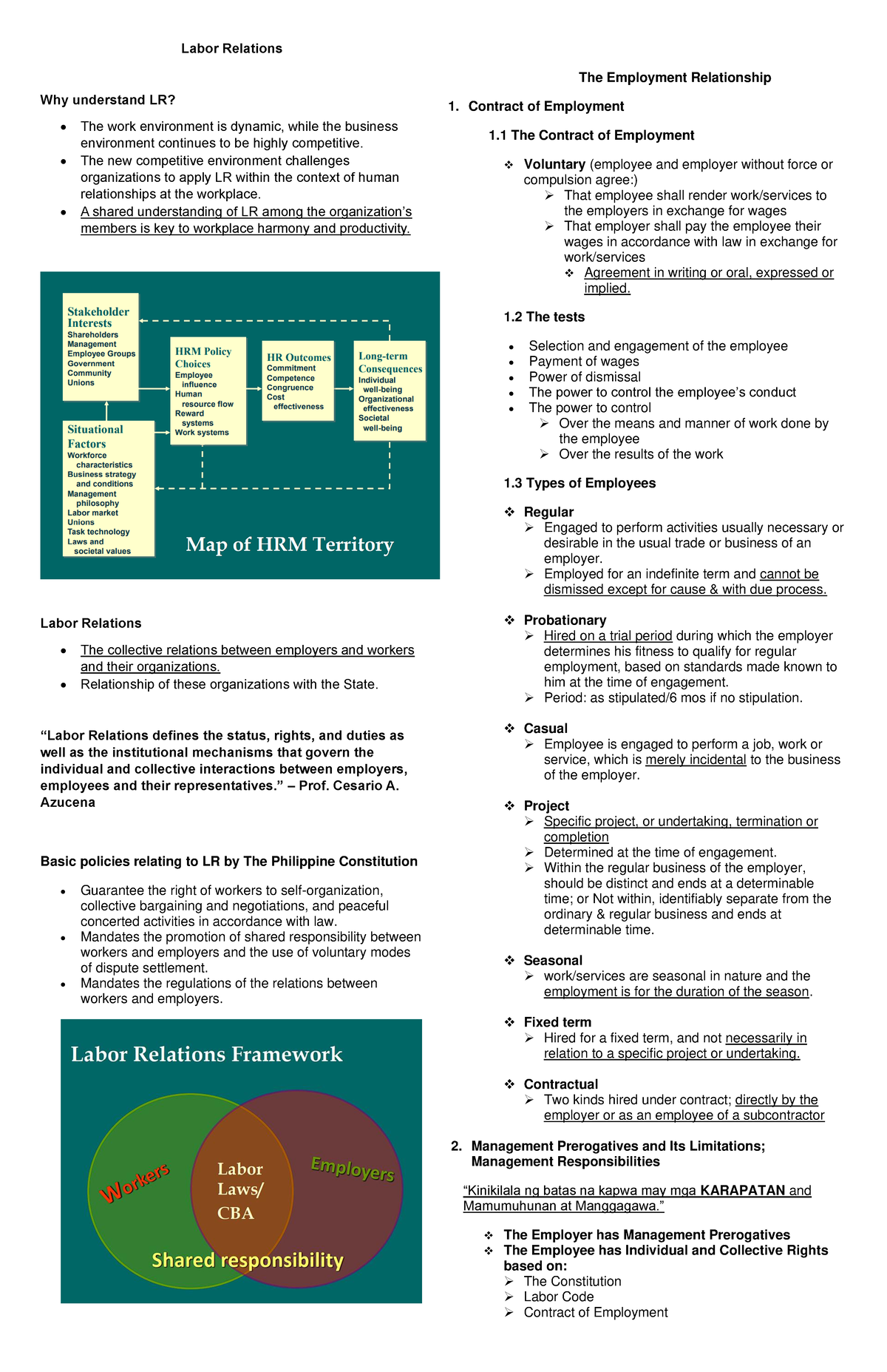 Labor Relations - Labor Relations Why understand LR? • The work ...