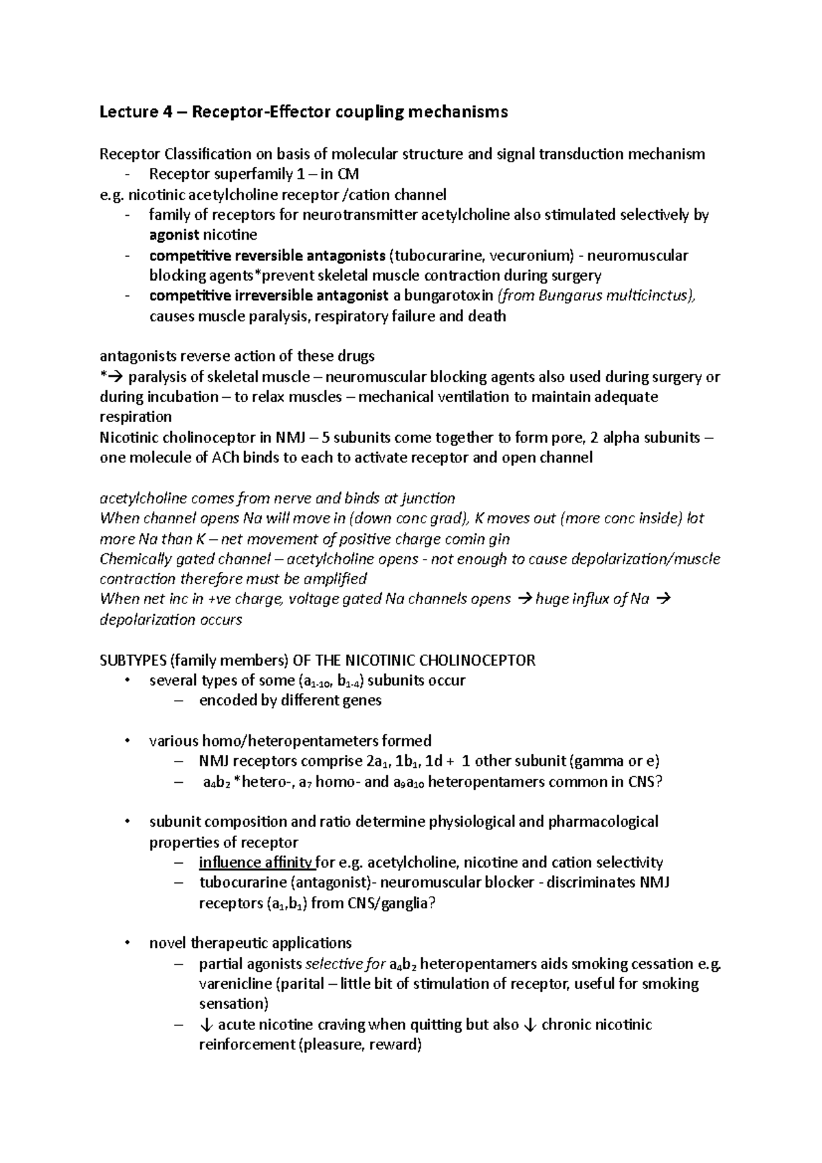 Lecture 4 - Receptor-Effector coupling mechanisms - Lecture 4 ...