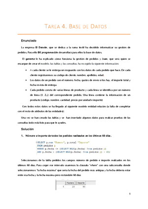 Bases de Datos DAM Ejercicio Resuelto 7 - TAREA 7. BASES DE DATOS ...