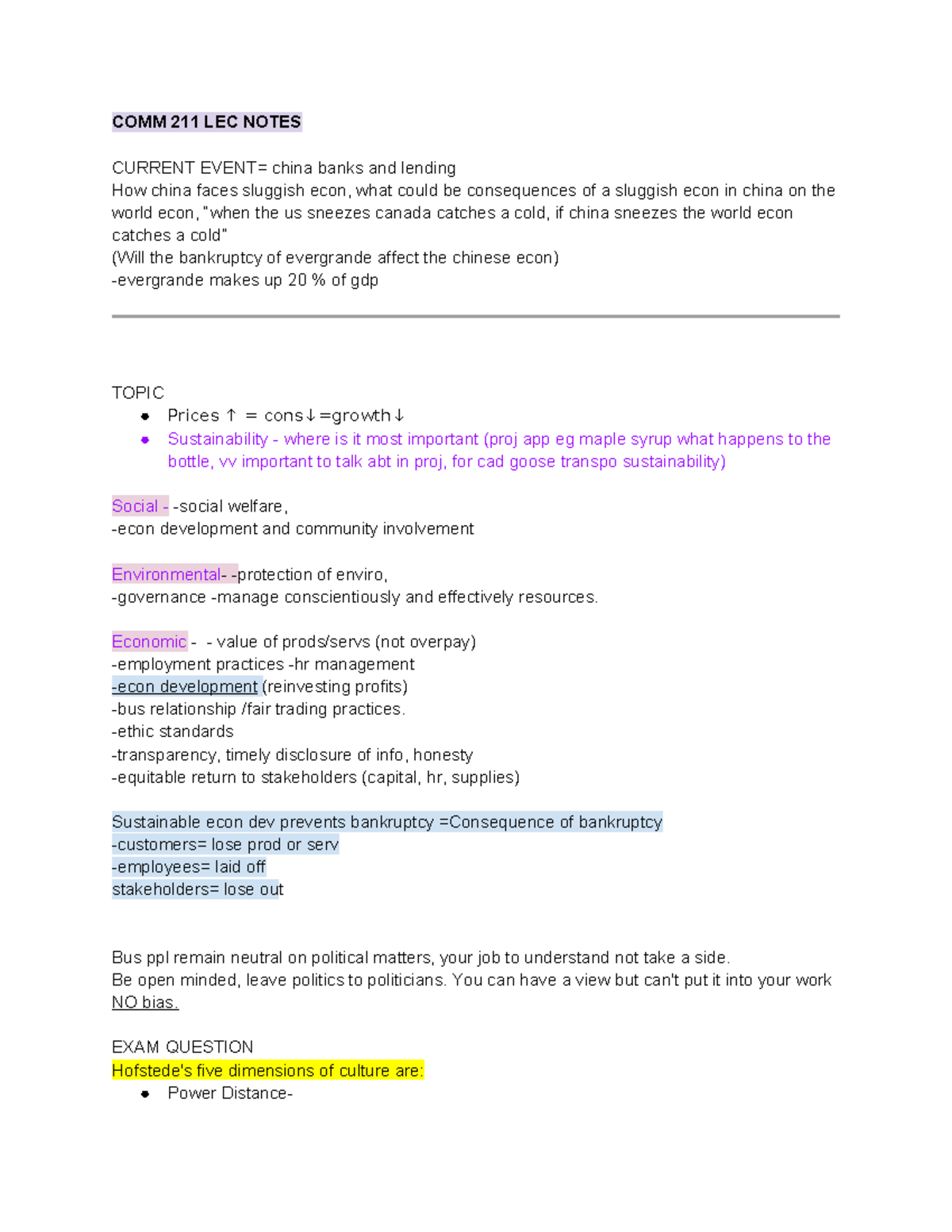 COMM 211-2 - lecture notes - COMM 211 LEC NOTES CURRENT EVENT= china ...