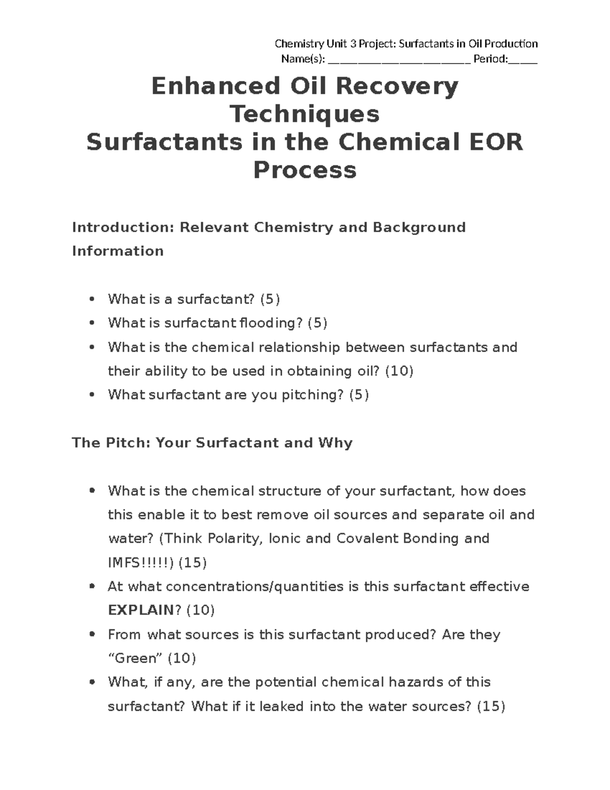 Enhanced Oil Recovery Techniques Project Unit 3 - Chemistry Unit 3 ...