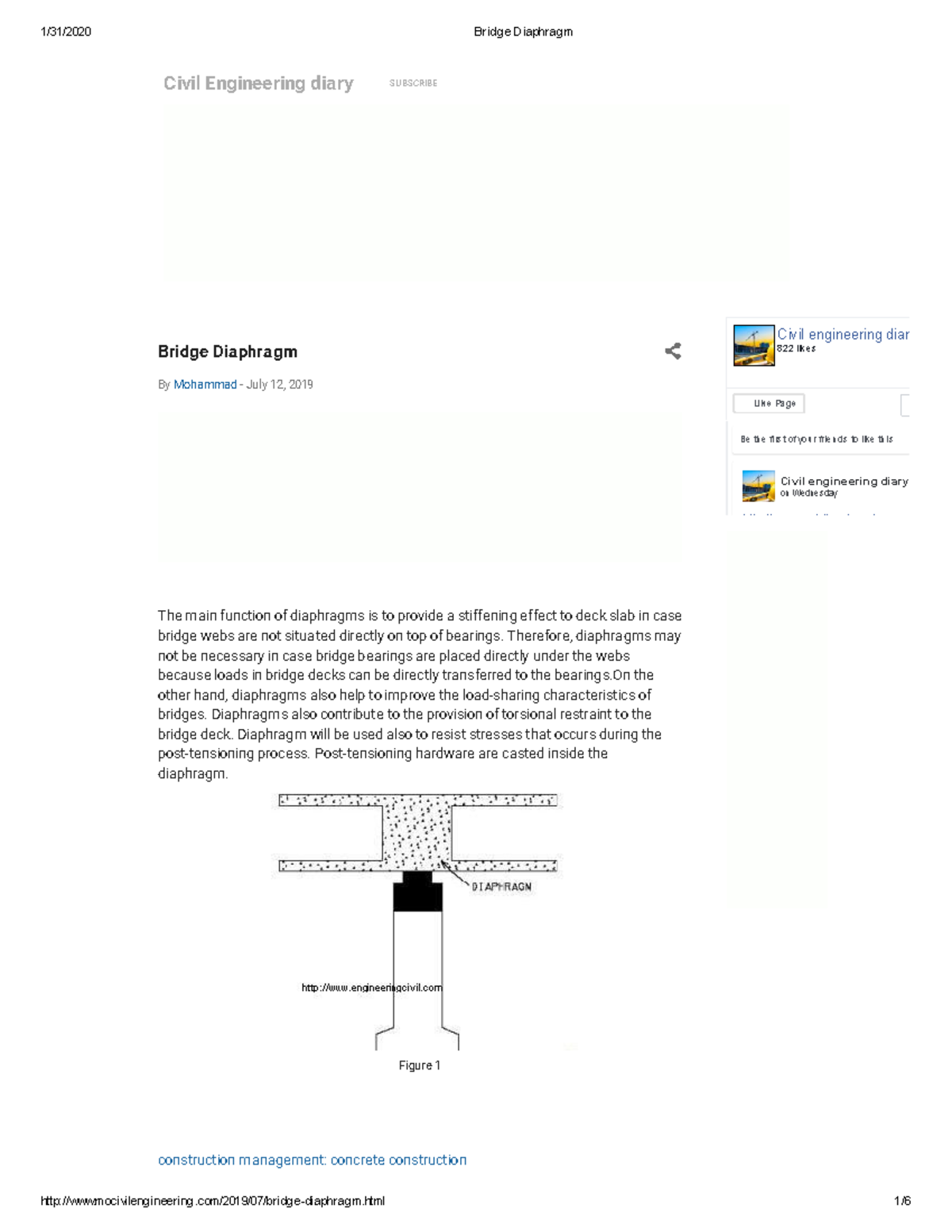 Bridge Diaphragm - Be the first of your friends to like this Civil ...