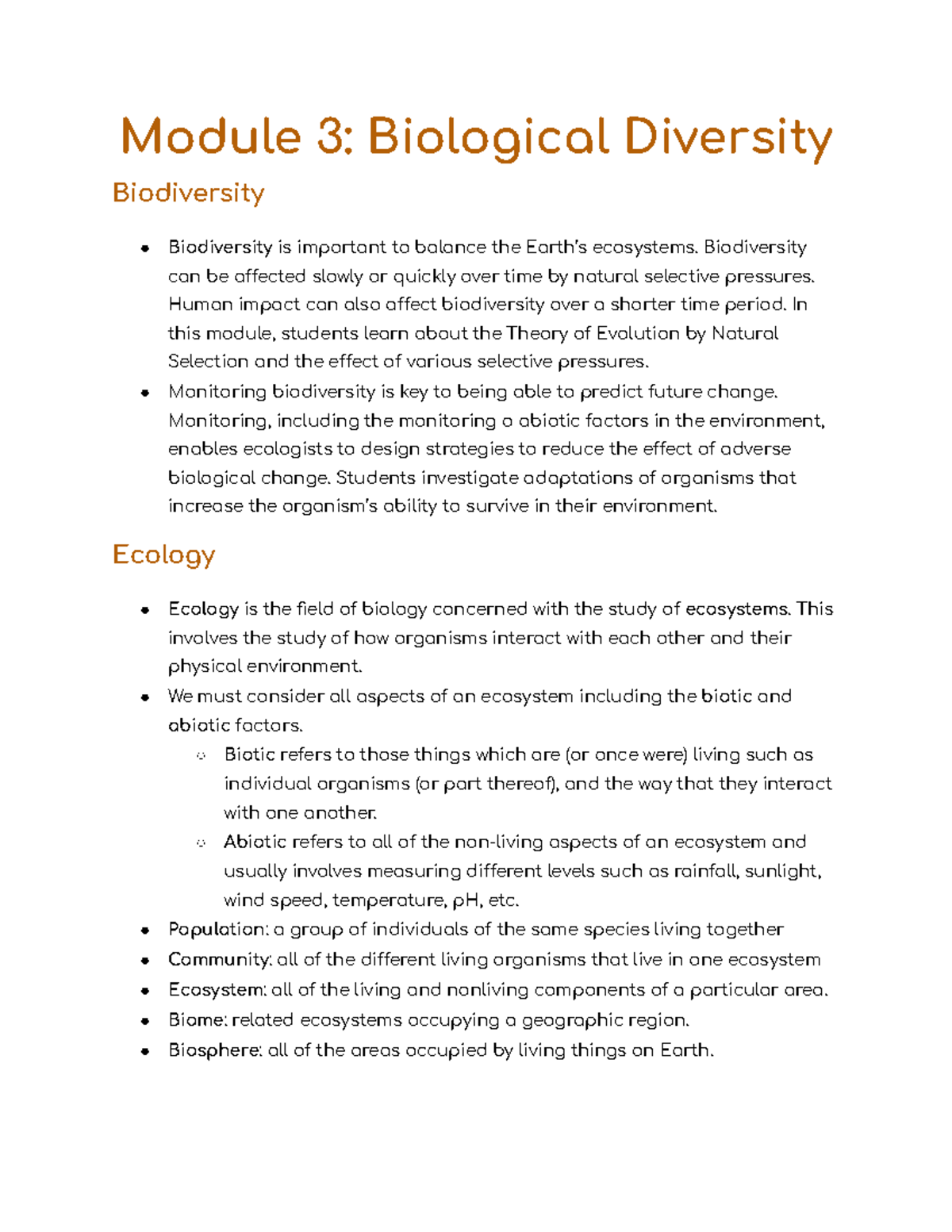 Module 3 Biological Diversity - Module 3: Biological Diversity ...