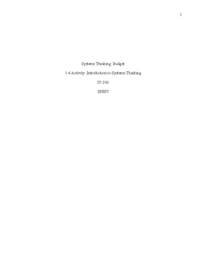System thinking proj IT 200 - 1 Systems Thinking 6-1 Activity: Systems ...